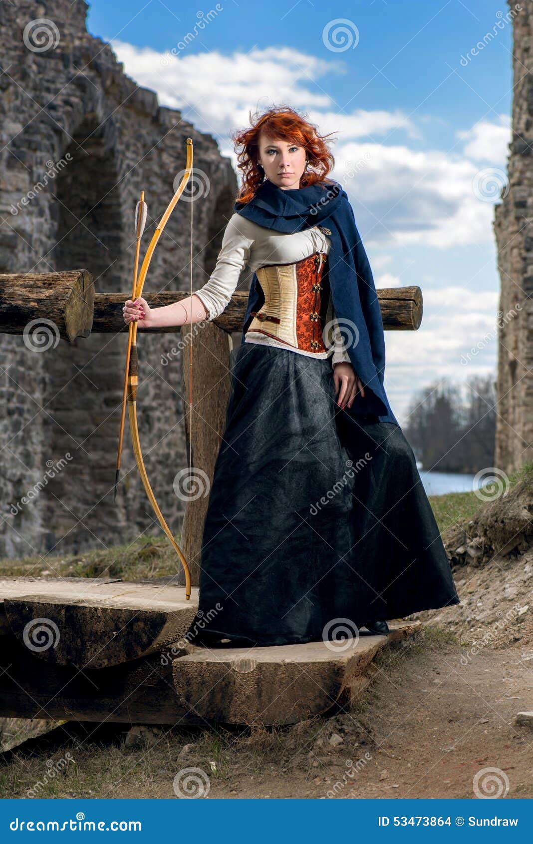 Ancient Female Roman Soldier With Gladius And Red Cape Royalty-Free ...