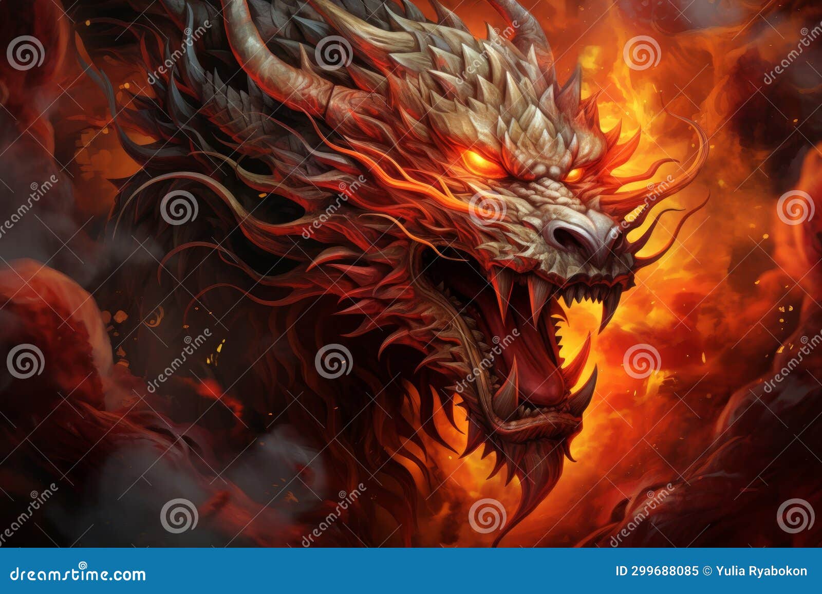 Ancient Fire Chinese Dragon. Generate Ai Stock Illustration ...