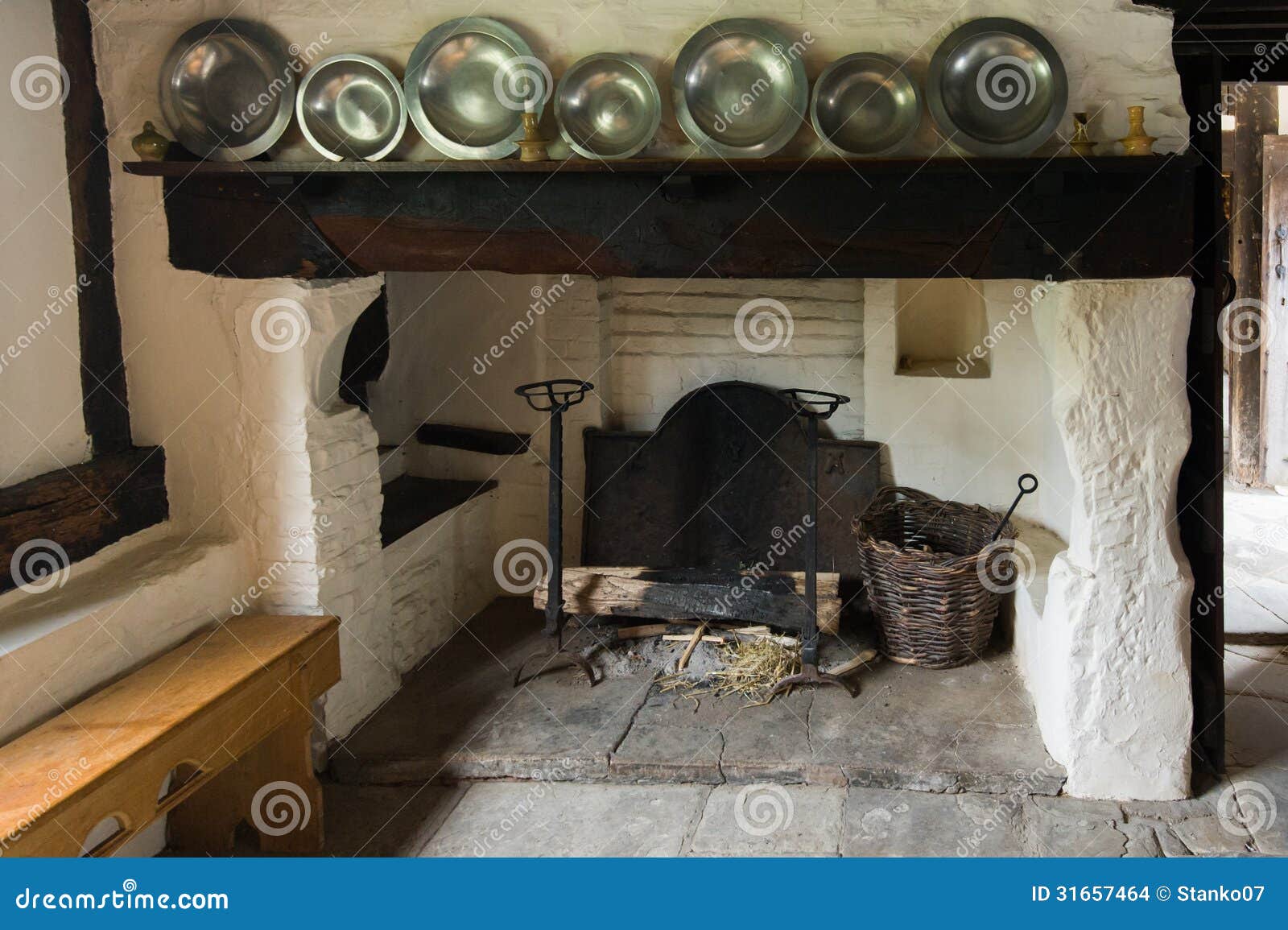 Ancient fireplace stock photo. Image of homestead, aged - 31657464