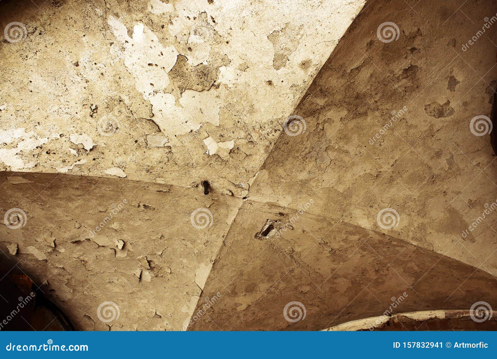 Ancient Flaky Peeling Square Pyramid Shaped Ceiling Stock Image - Image ...