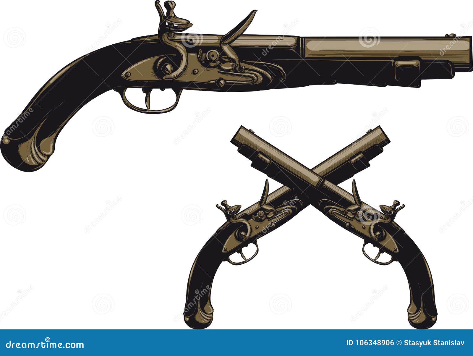 Flintlock History Old Musket Rifle. Revolution Gun American Pirate ...