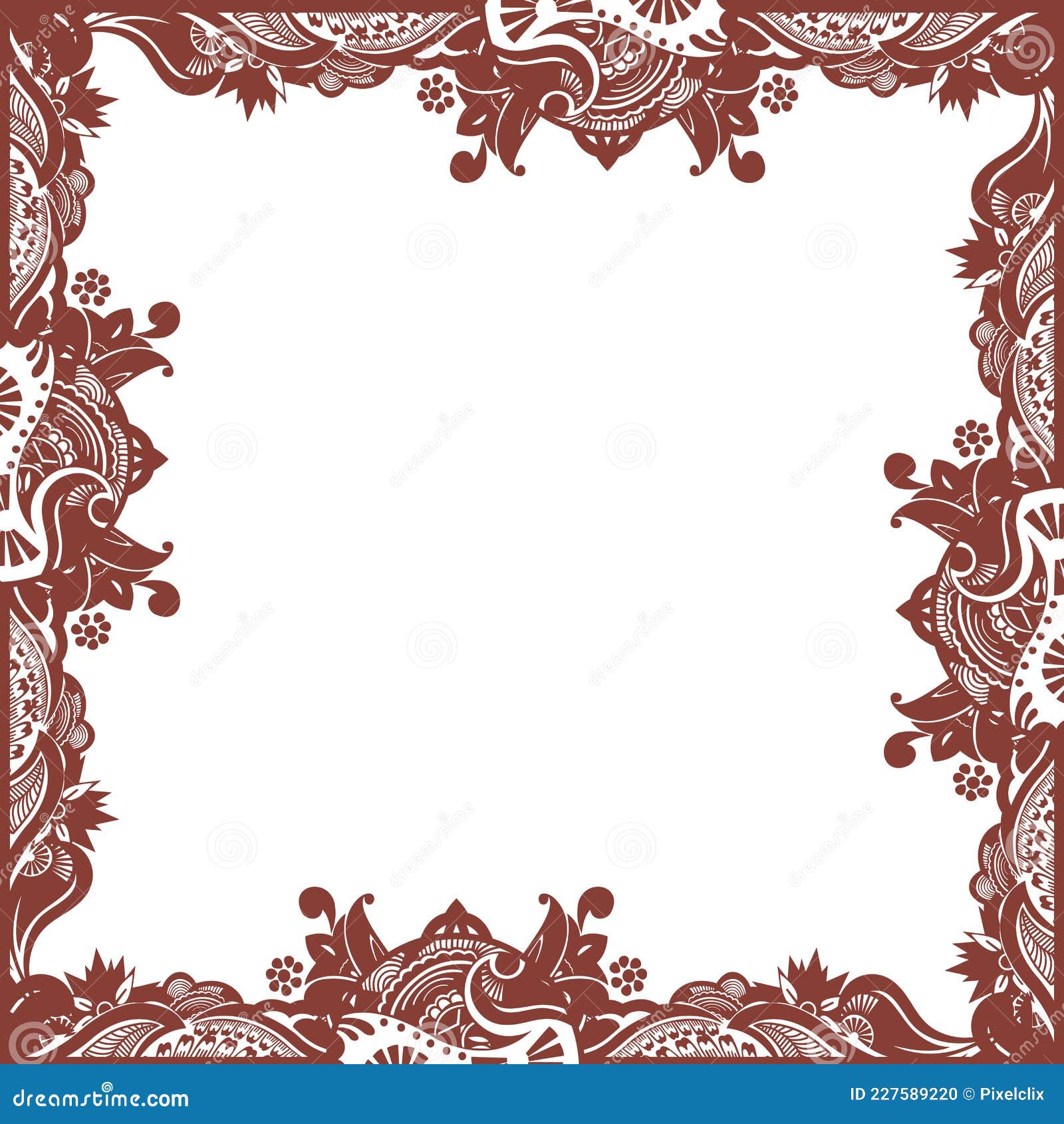 Ancient Floral Border Frame Template. Stock Vector - Illustration of ...