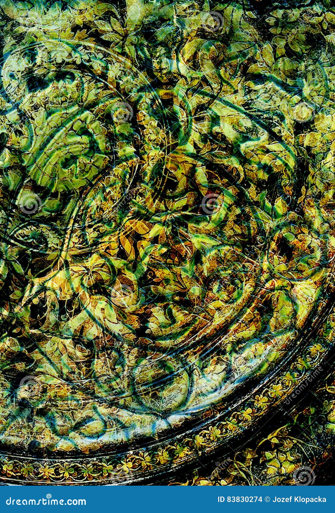 Filigrane Ornamental Structure On Abstract Cosmic Background, Collage ...