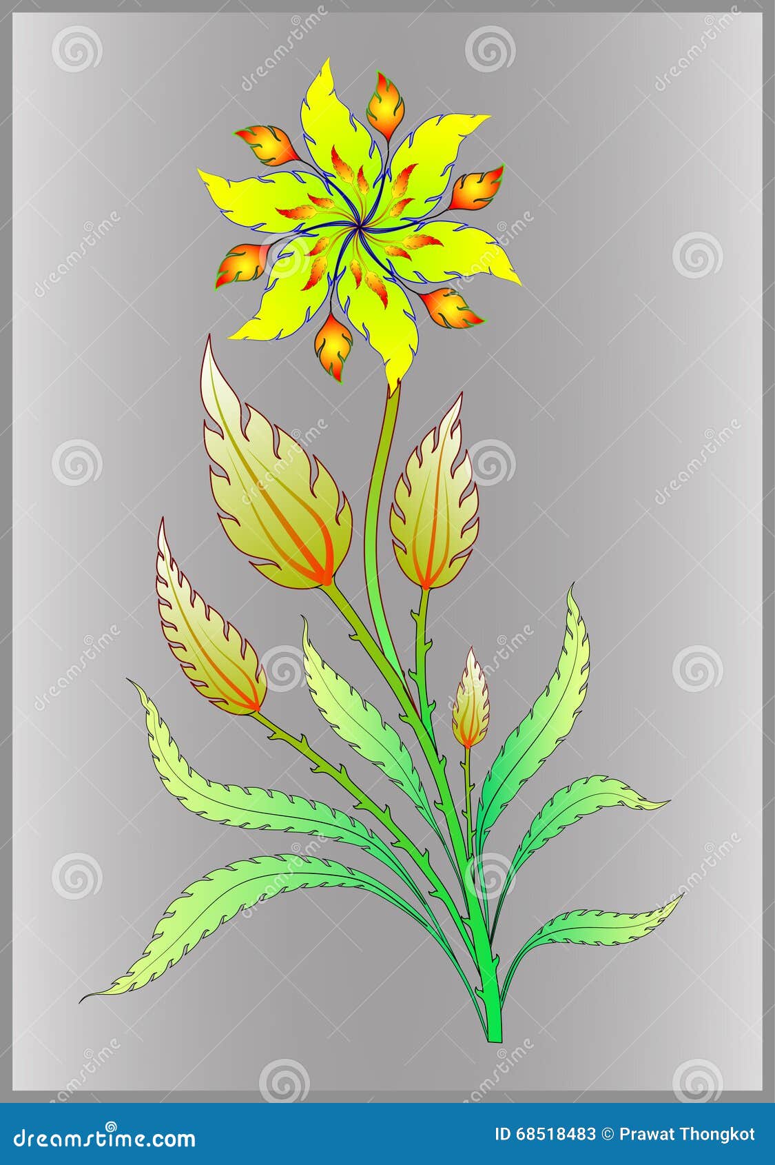 Ancient Flower Illustration Stock Illustration - Illustration of ...