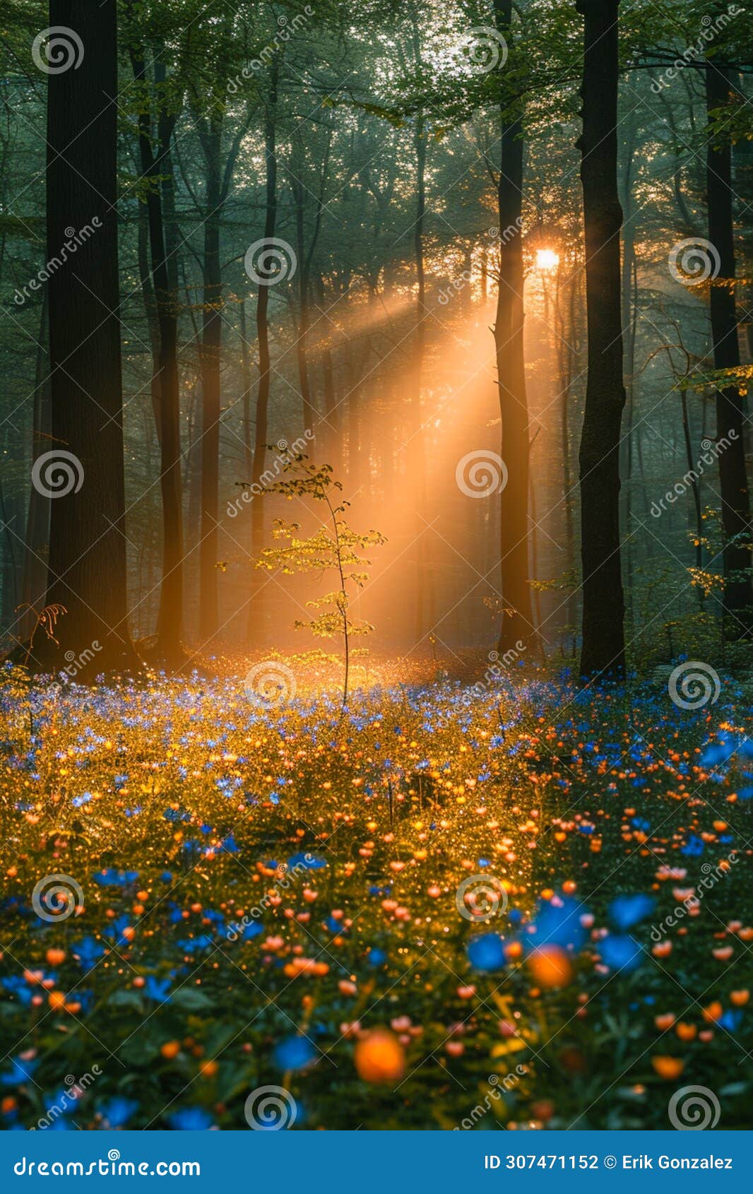 Ancient Forest at Dawn: Spring S Stock Illustration - Illustration of ...