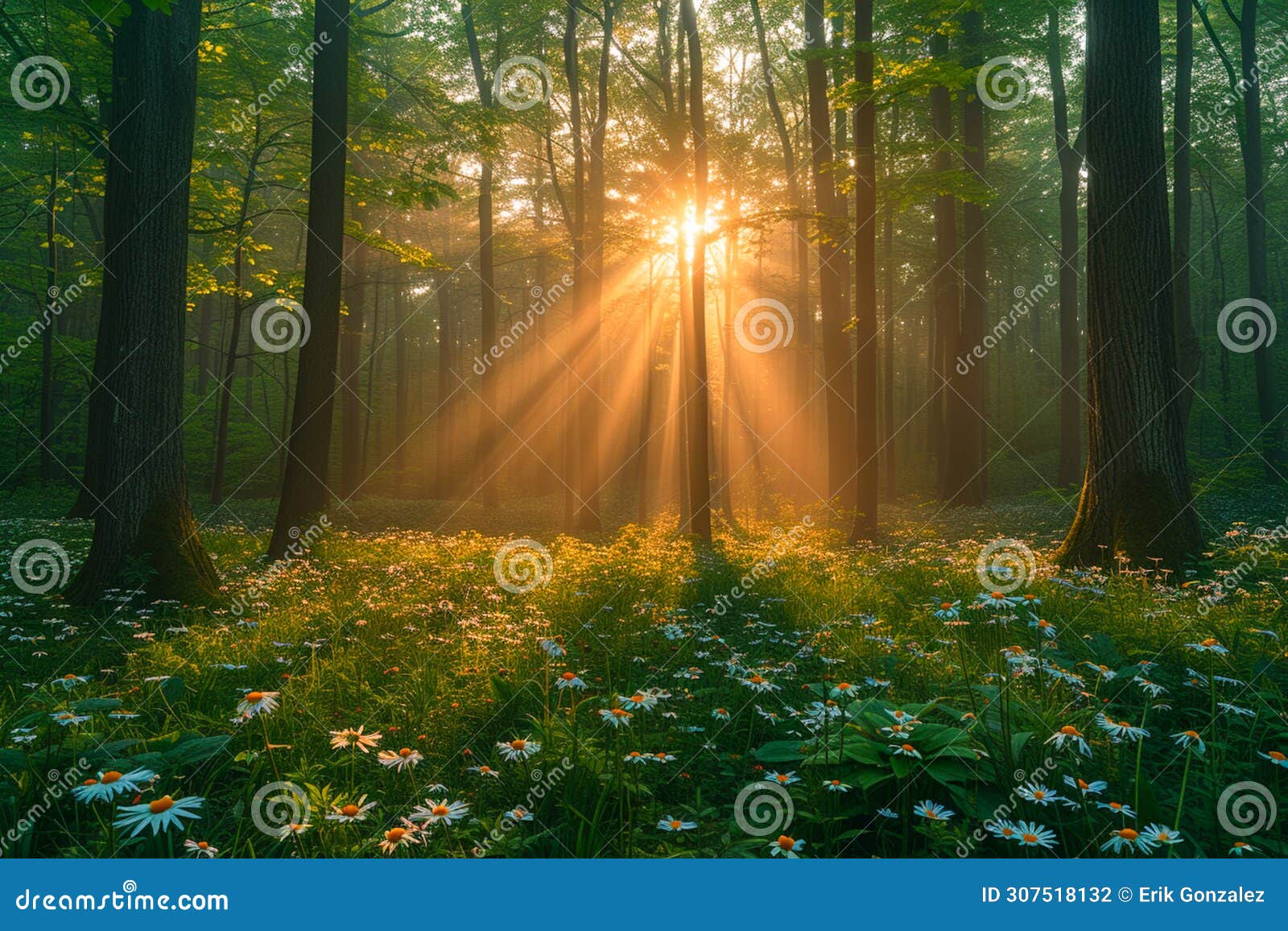 Ancient Forest at Dawn: Spring S Stock Photo - Image of hyperrealistic ...