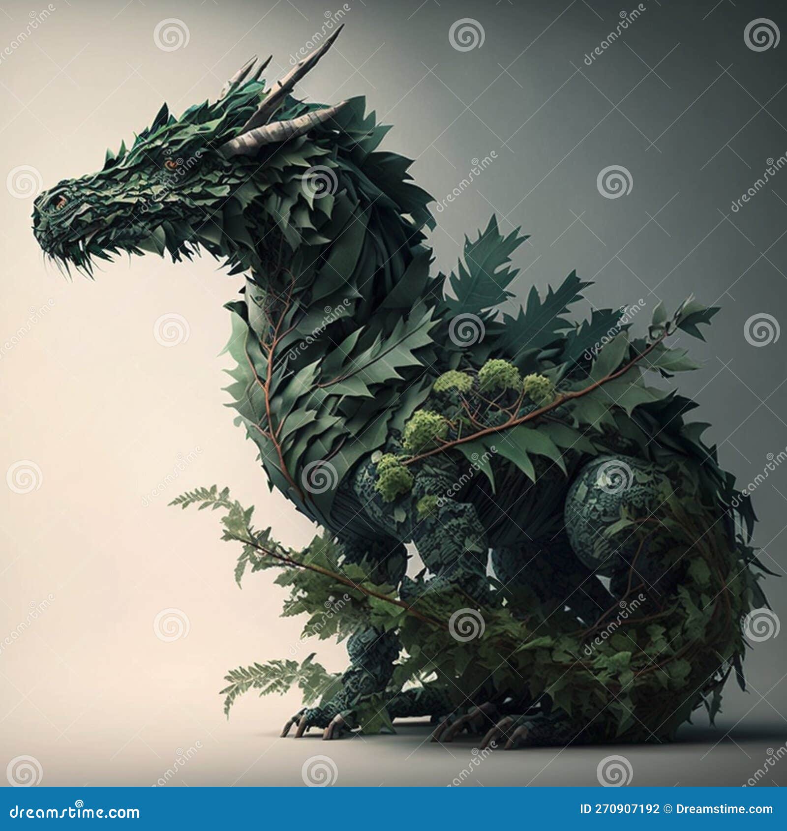 Ancient Forest Dragon Covered with Green Plants Stock Illustration ...