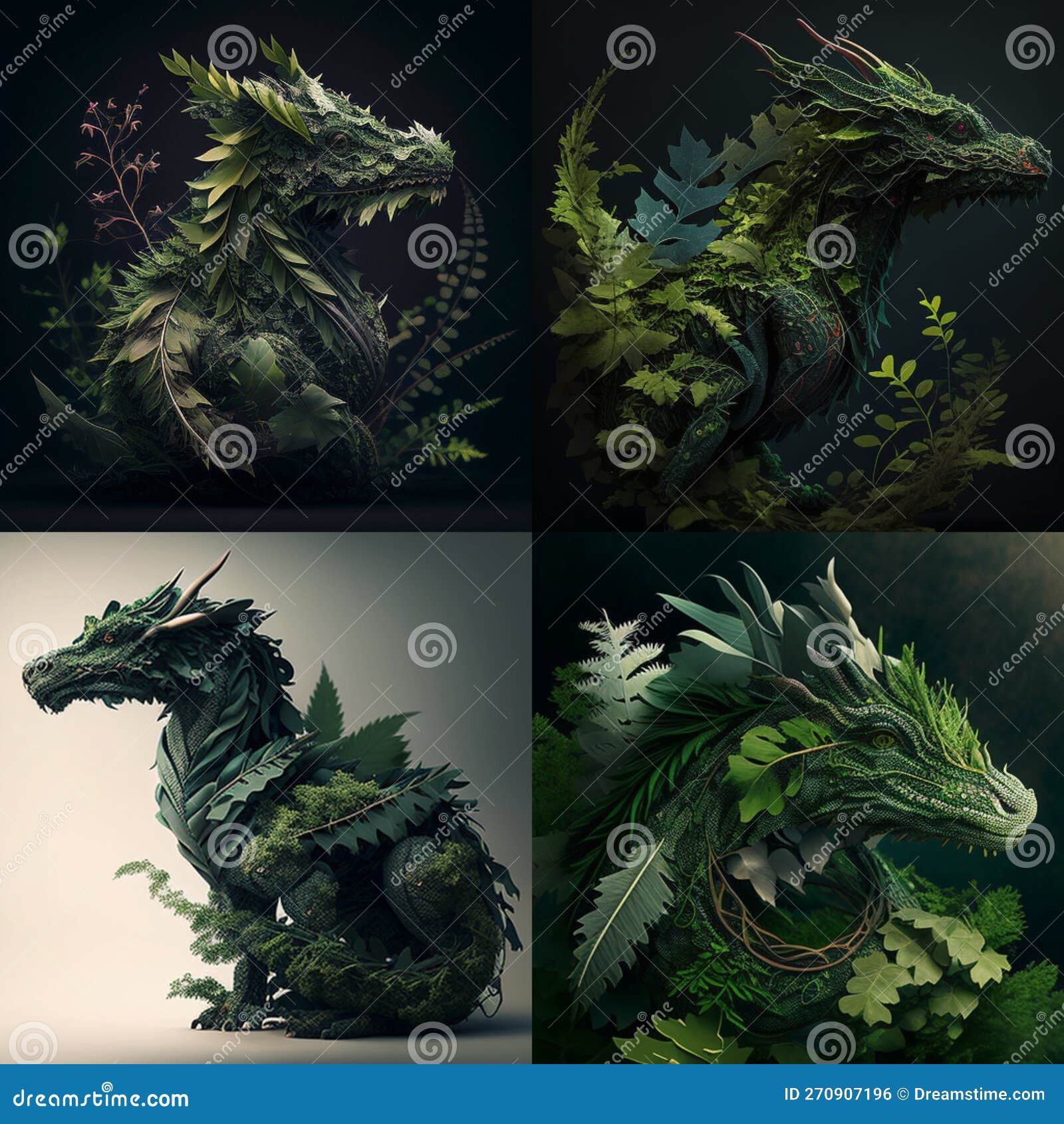 Ancient Forest Dragon Covered with Green Plants Stock Illustration ...