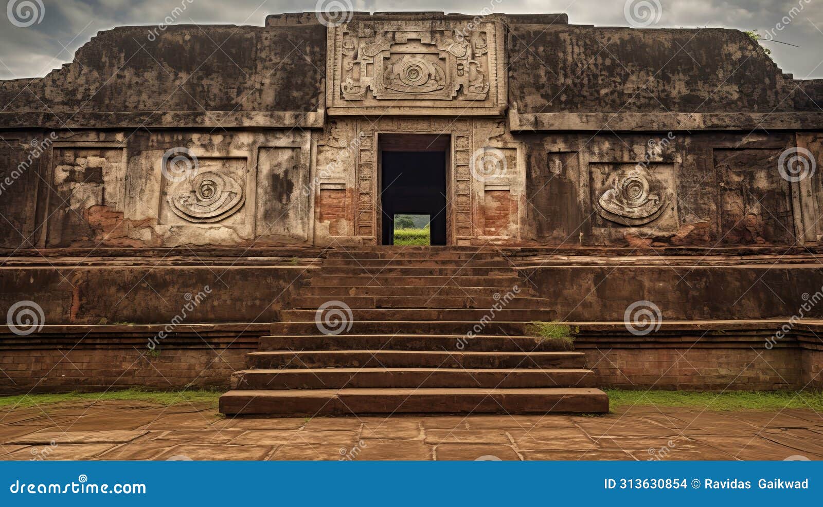 Ancient Fort Gate with Intricate Carvings Stock Illustration ...
