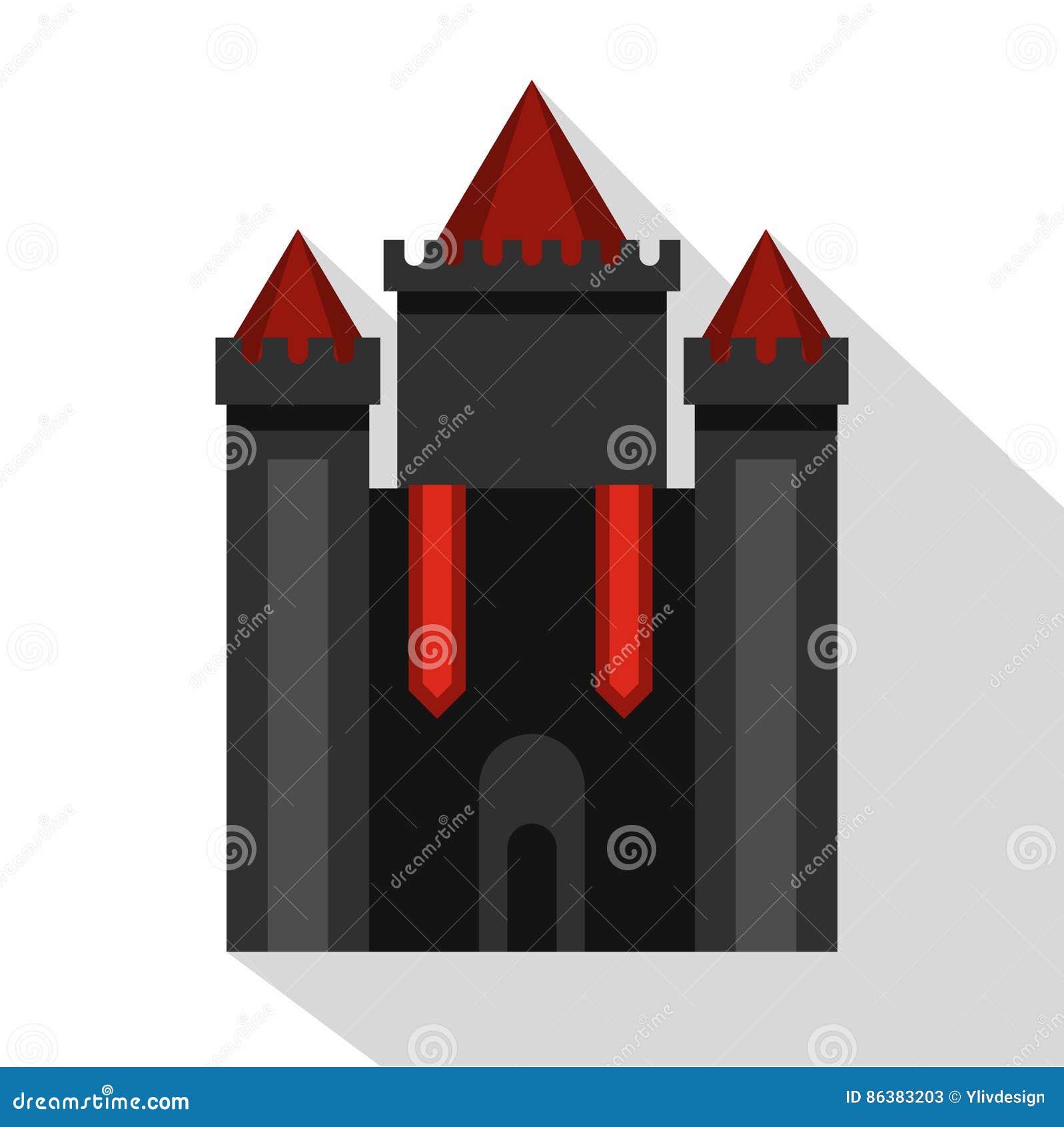 Ancient Fort Icon, Flat Style Cartoon Vector | CartoonDealer.com #86383203