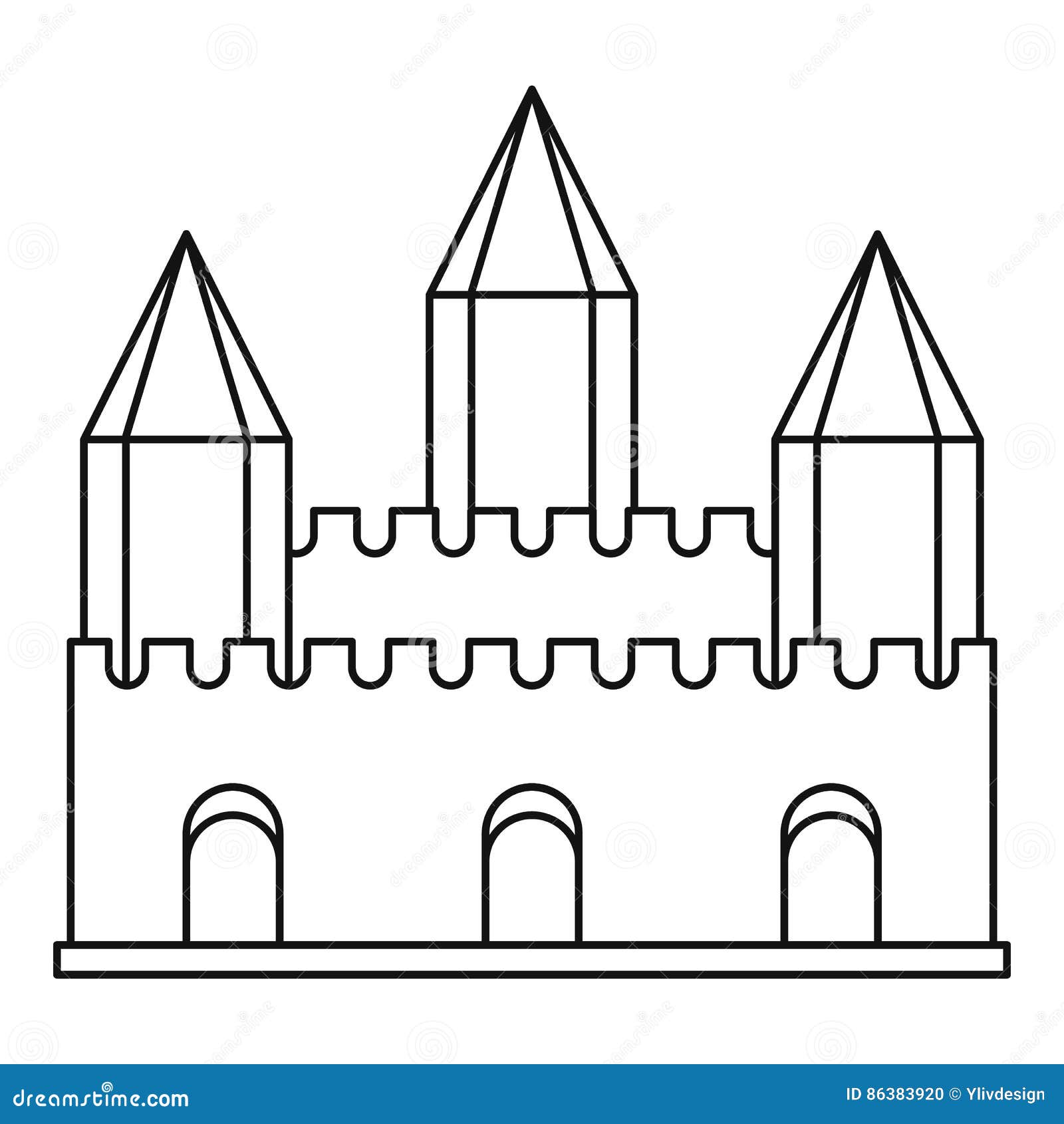 Ancient Fort with Towers Icon, Outline Style Stock Vector ...