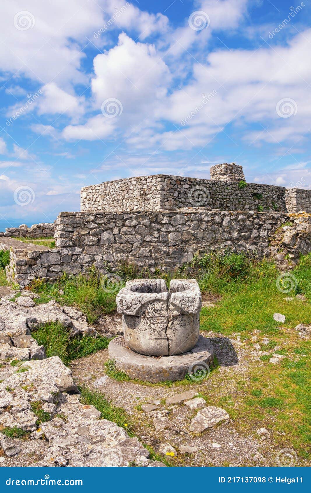 Ancient Fortifications. View of Ruins of Old Fortress Castle of Rozafa ...
