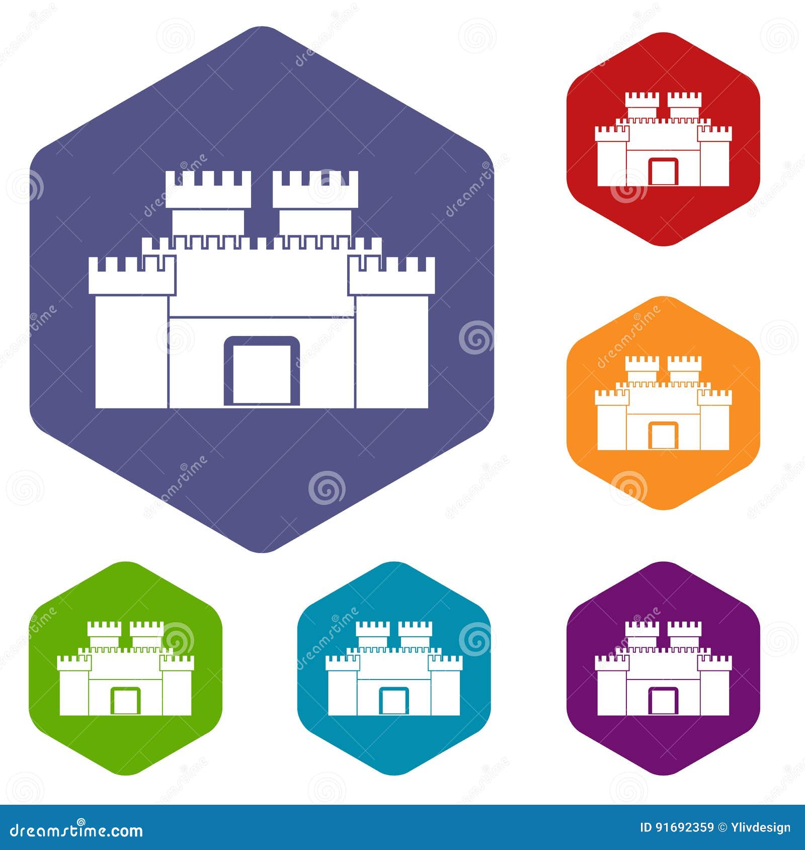 Ancient Fortress Icons Set Hexagon Stock Vector - Illustration of ...