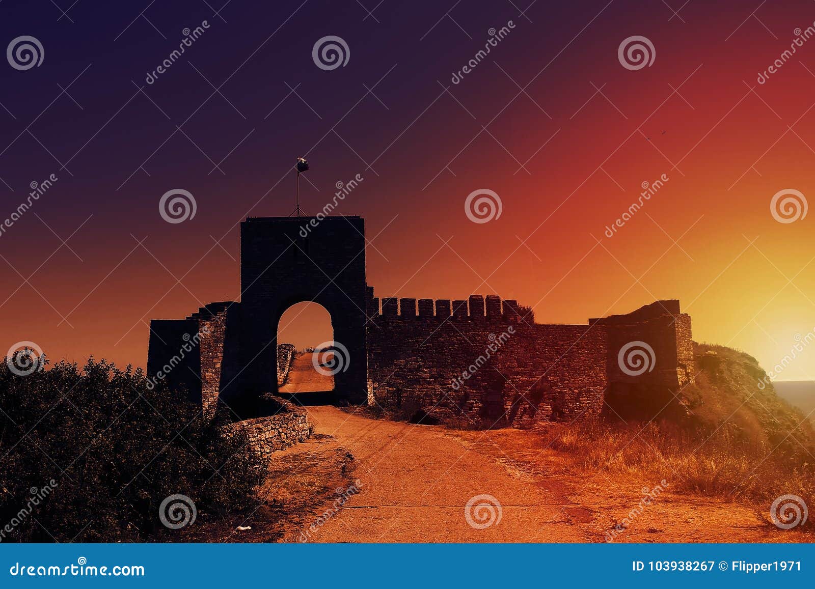 Ancient Fortress in the Rays of Sunset Stock Image - Image of ...