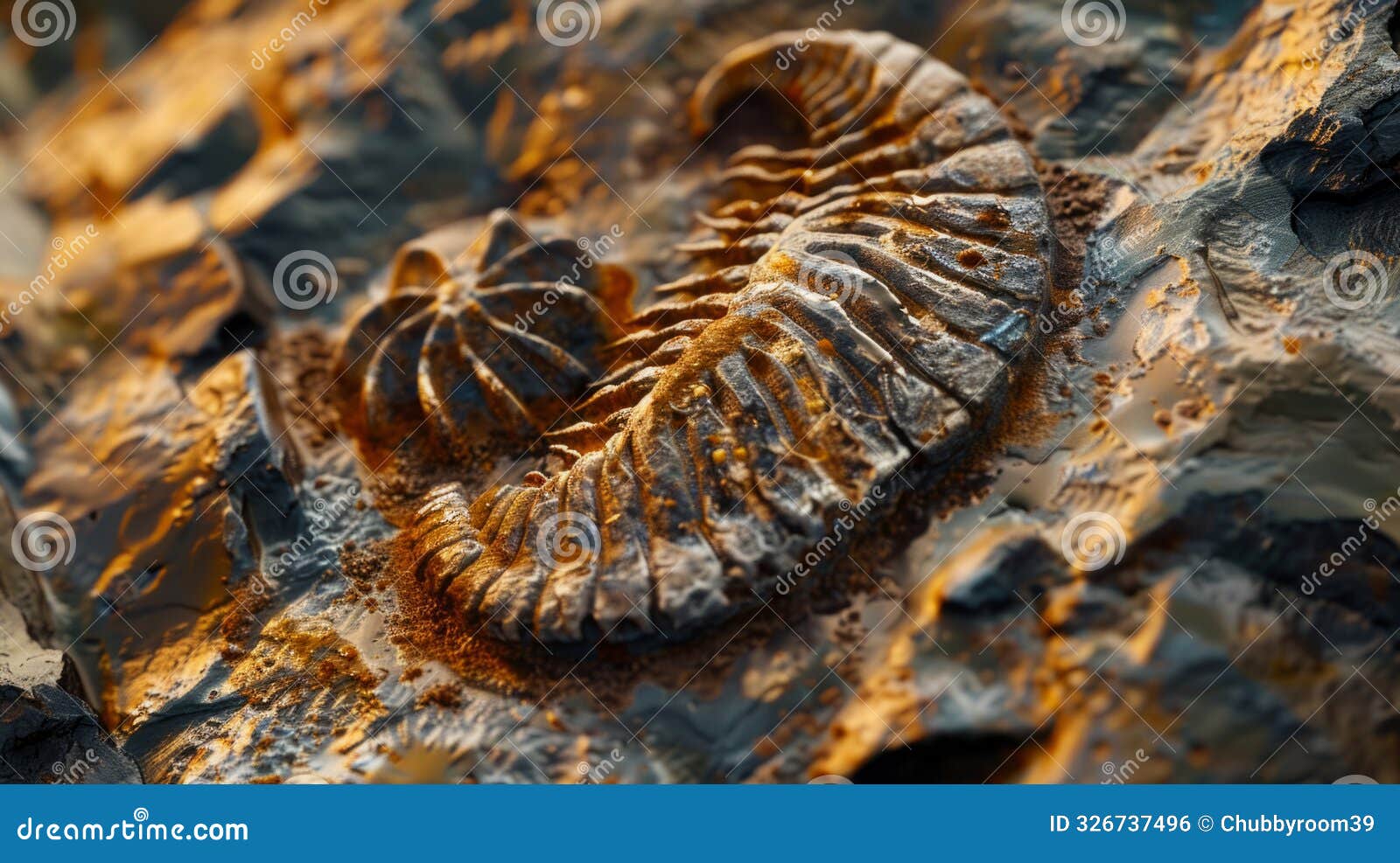 Close-up Image of Ancient Fossils Embedded in Rock Surface ...
