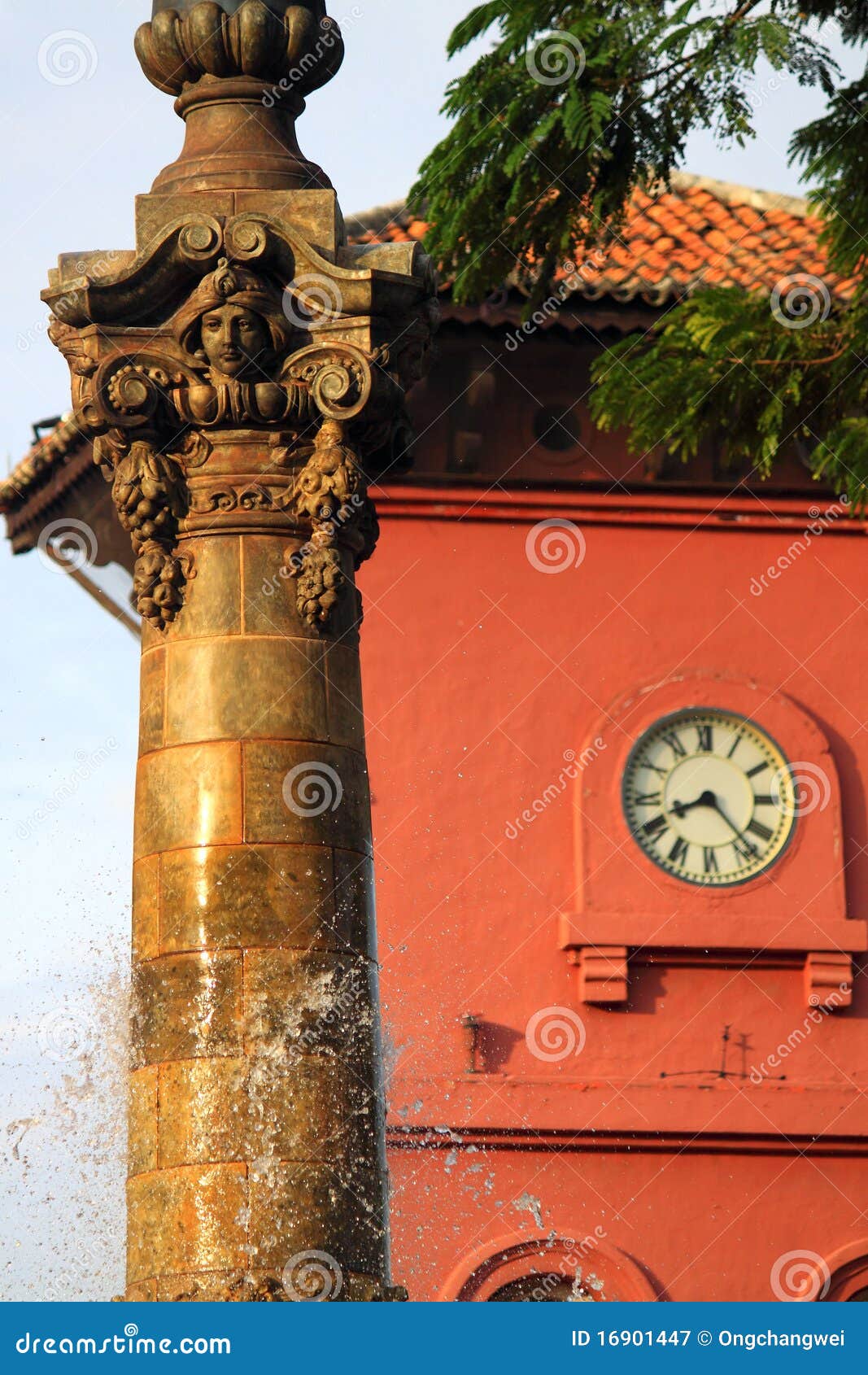 Ancient Fountain and Clock Tower Stock Image - Image of clock, landmark ...