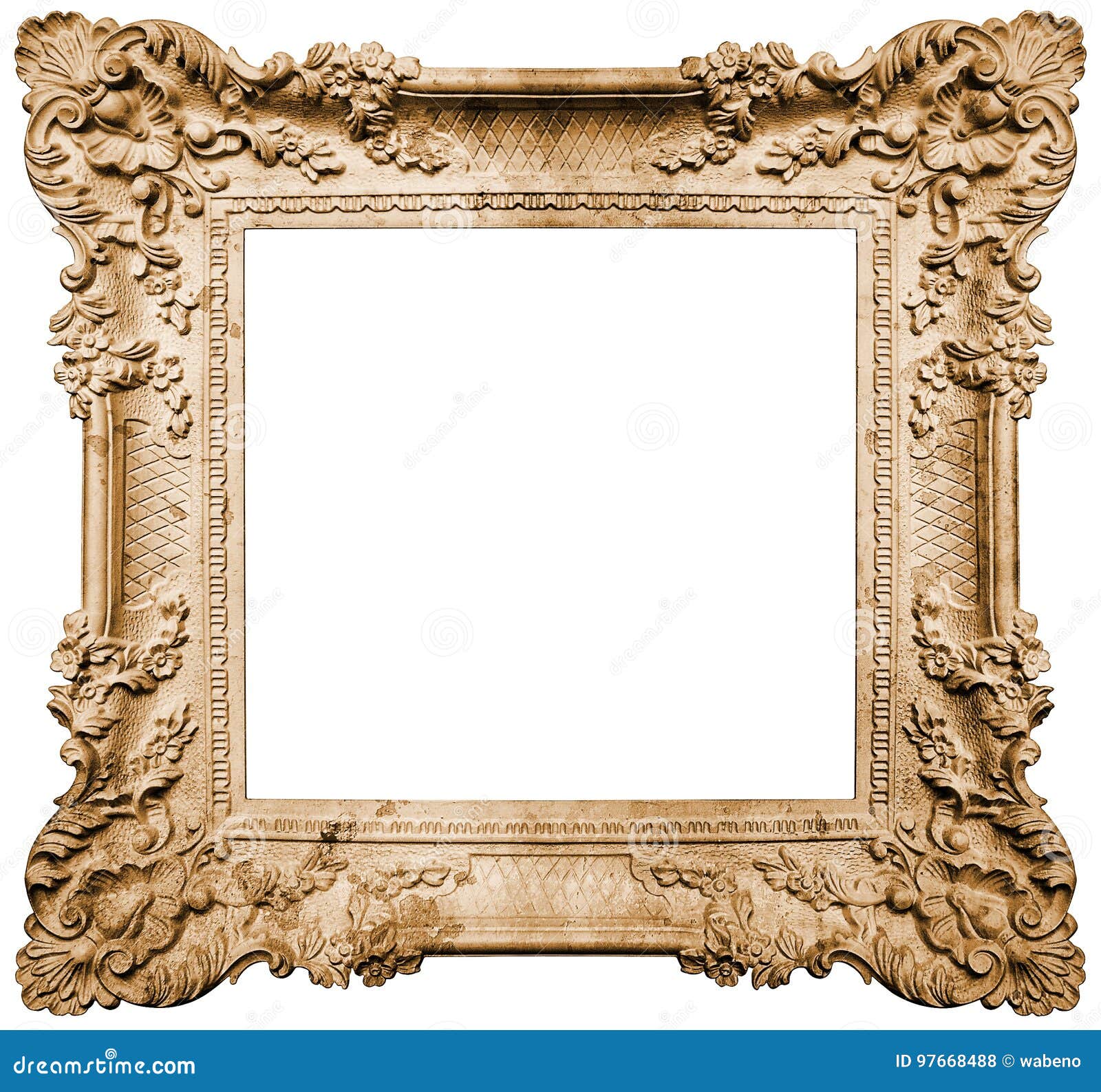 Ancient frame on white stock photo. Image of ornament - 97668488