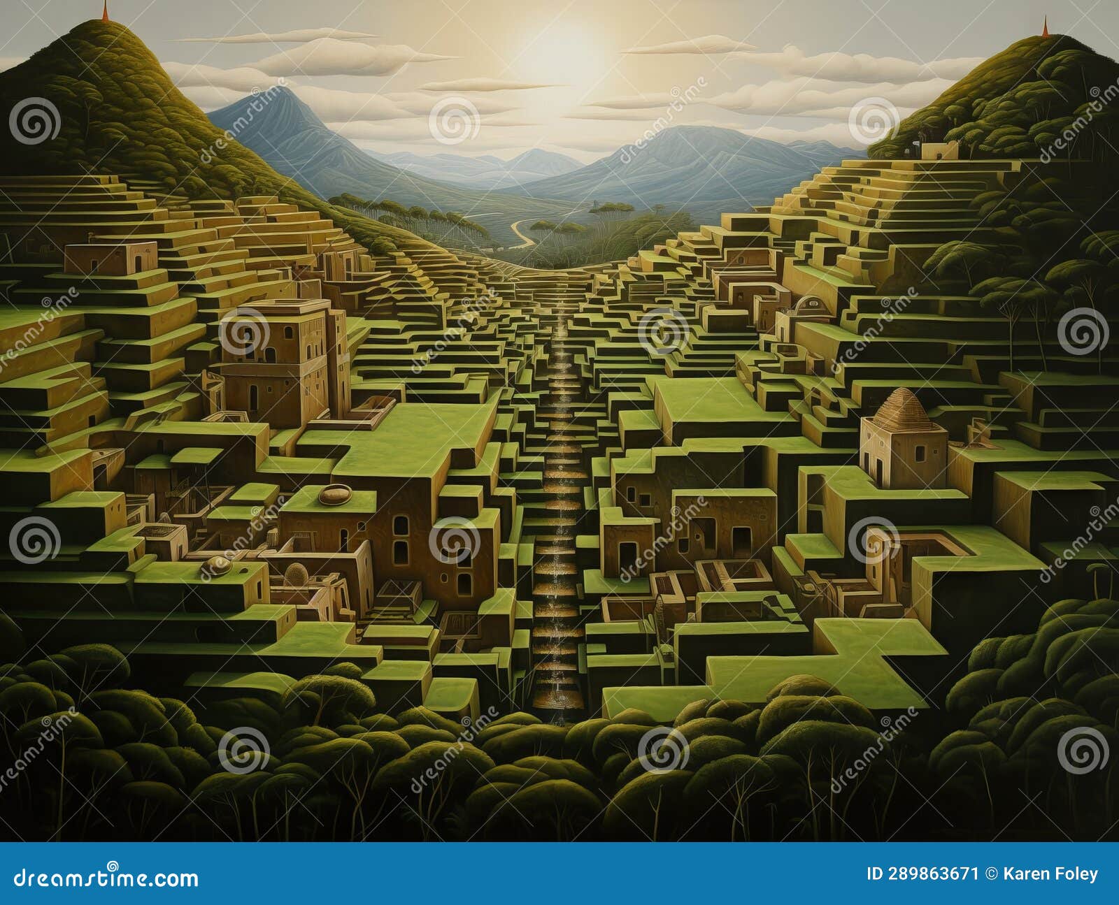 Ancient of Future Labyrinth Civilization Stock Illustration ...