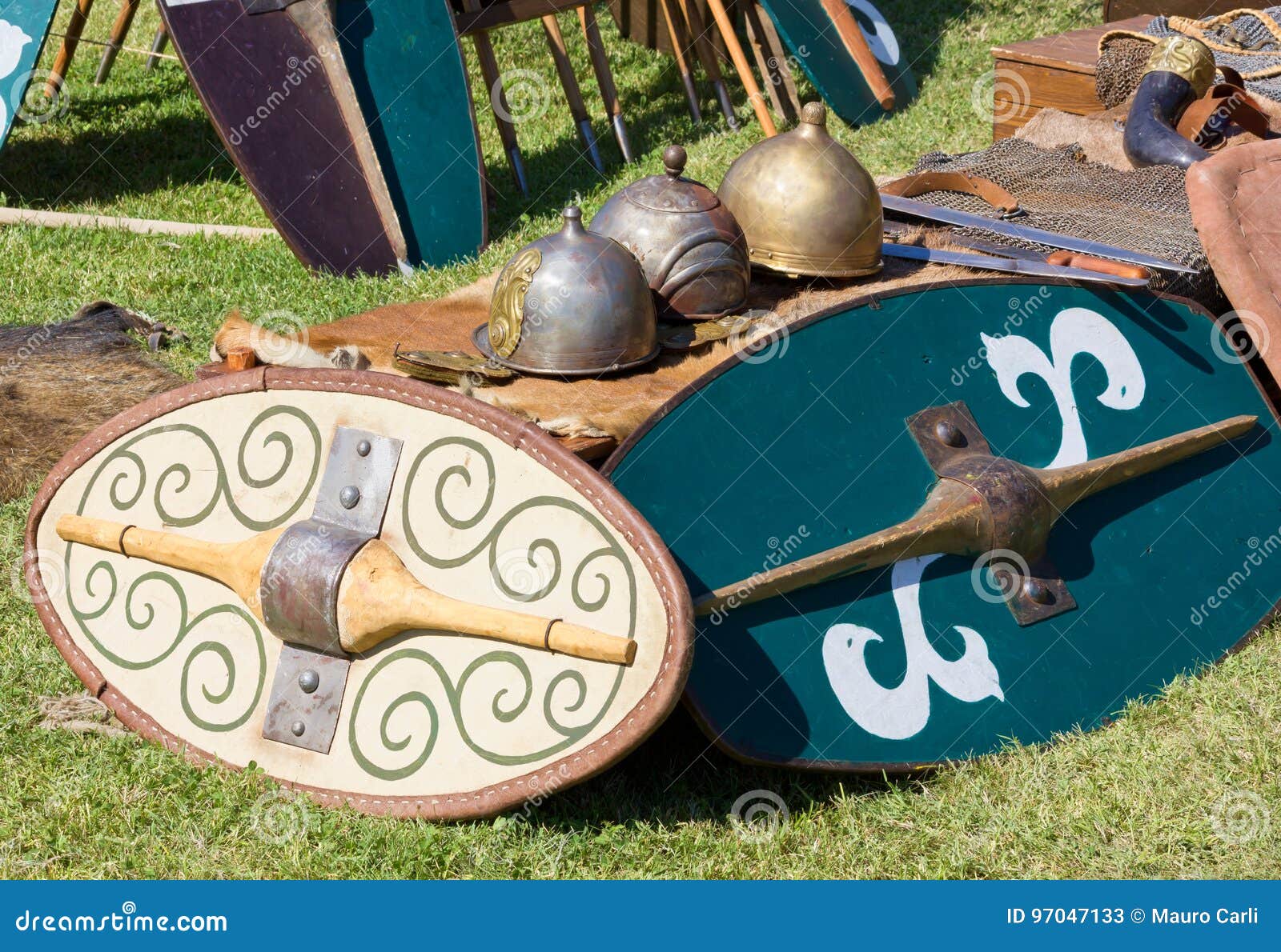 Ancient Gallic Battle Equipment Stock Image - Image of horn, armour ...