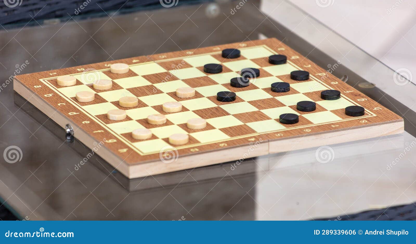 Ancient Game of Checkers on a Wooden Board Stock Photo - Image of ...