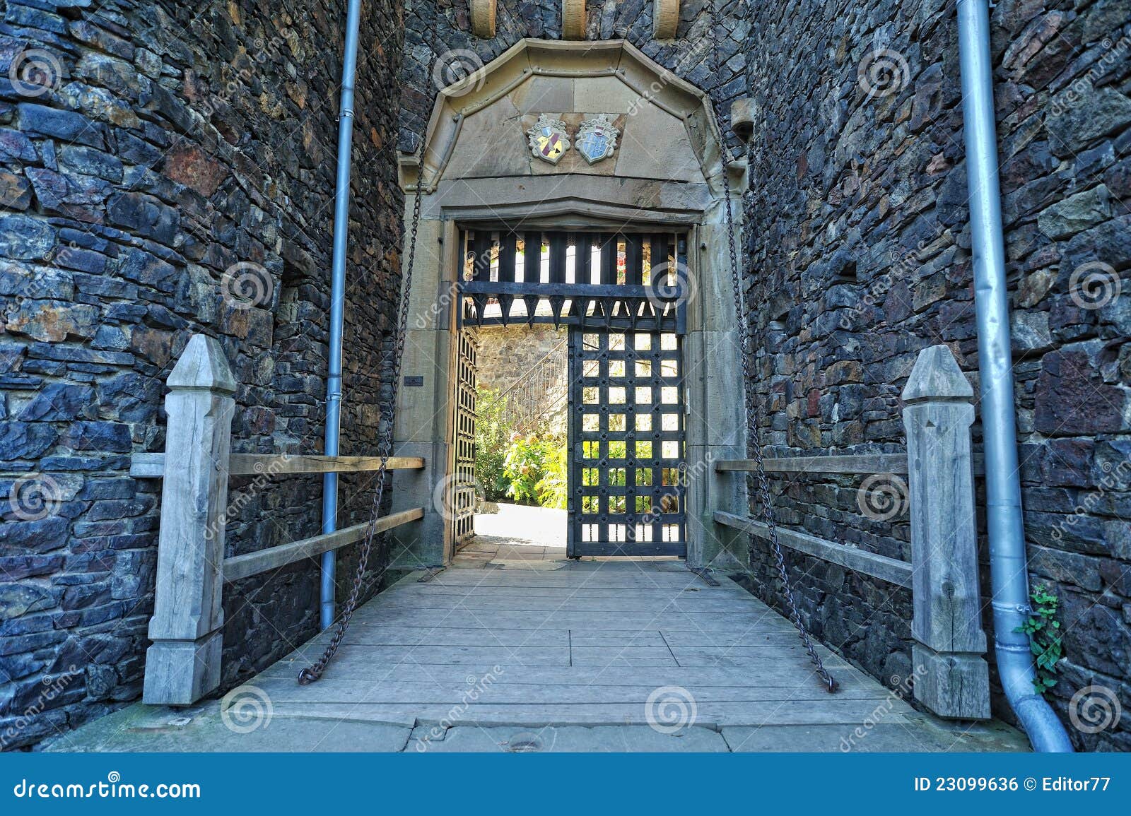 Ancient Gate of the Castle Rheinstein Stock Photo - Image of bridge ...