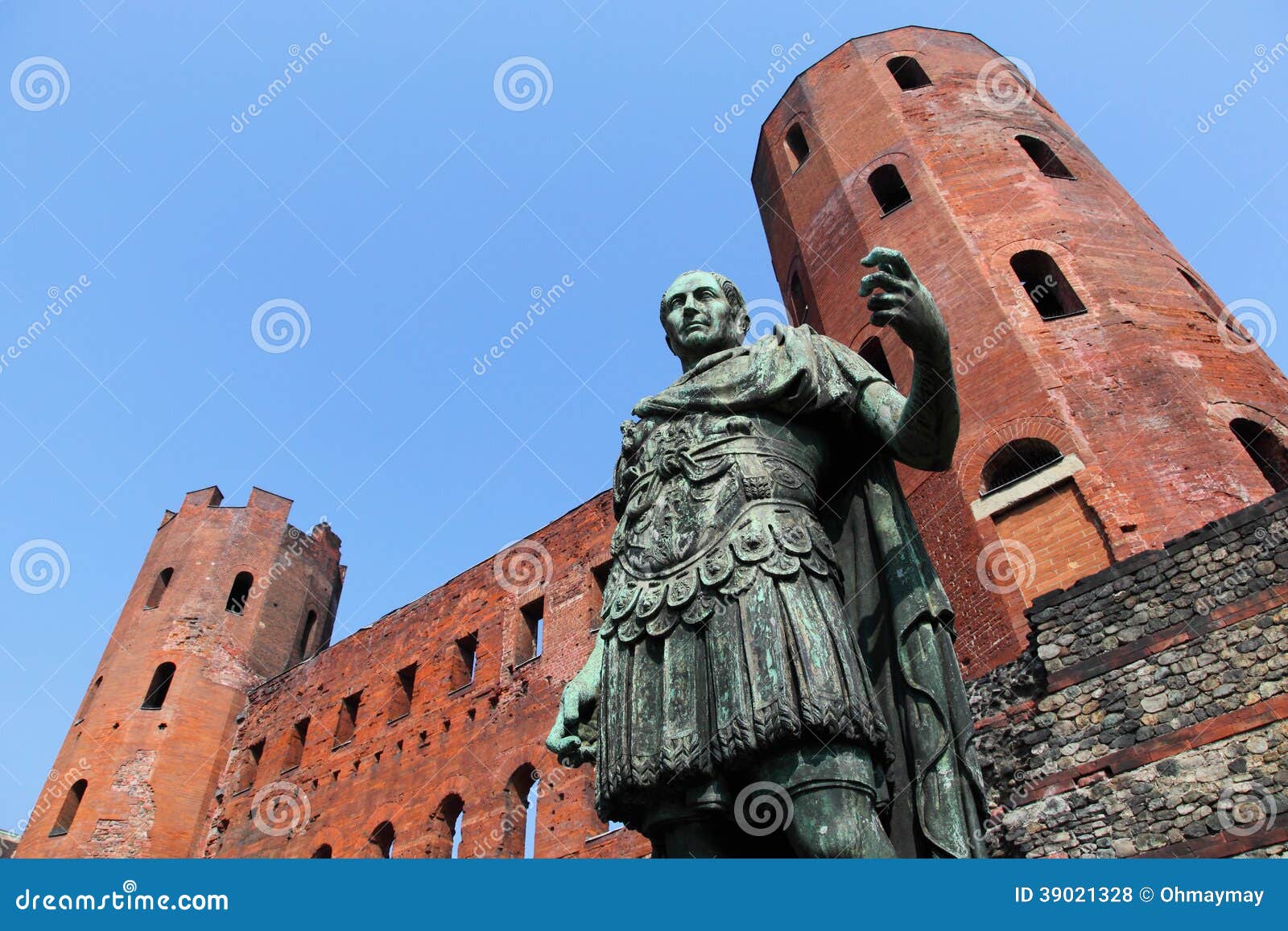 Ancient Gate and Statue in Turin Stock Photo - Image of king, landmark ...
