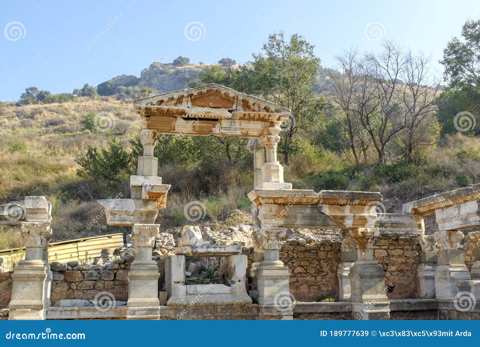 Ancient Gates and Walls in Ephesus Turkey Stock Image - Image of line ...