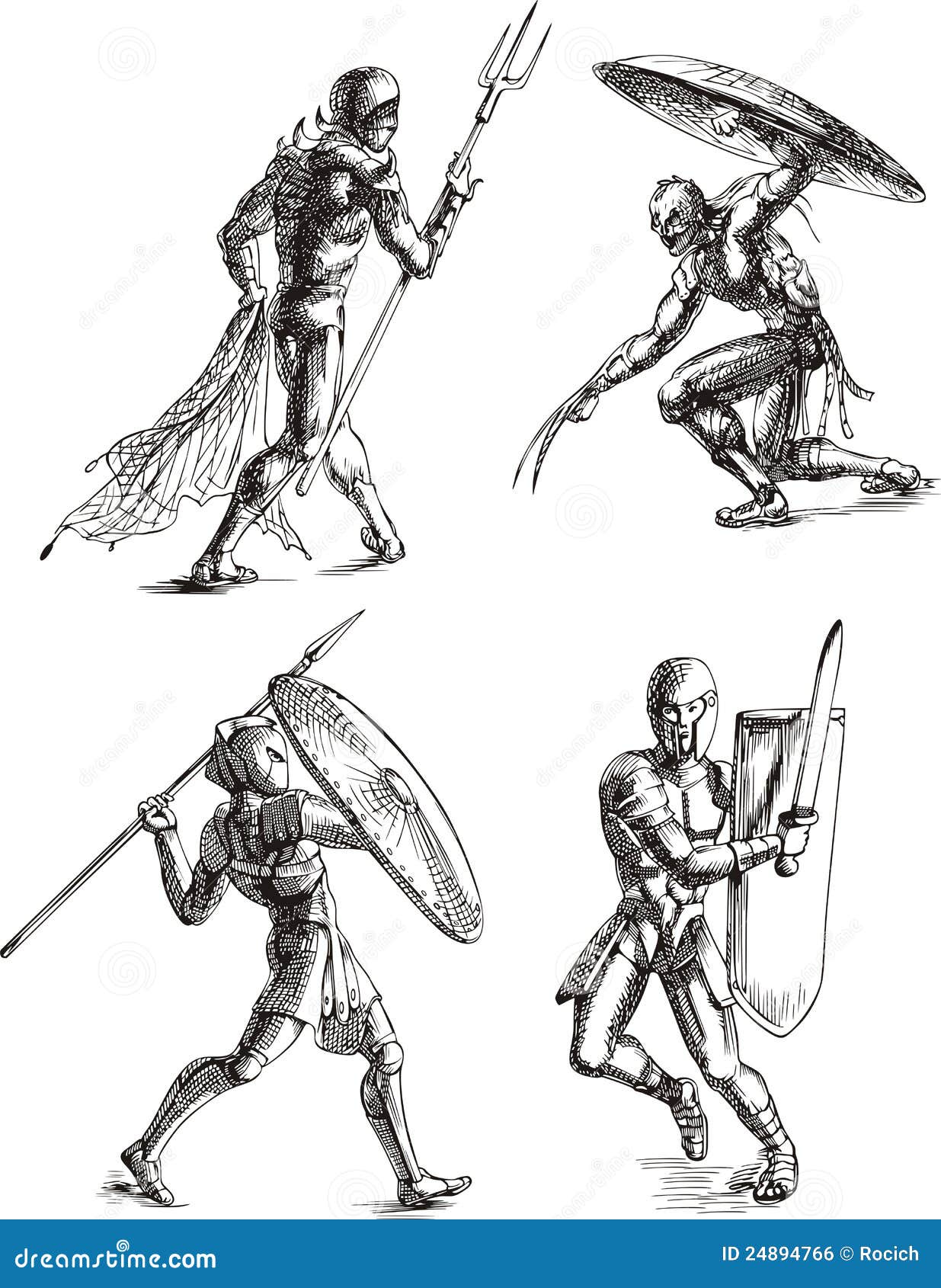 Ancient Gladiator Sketches stock vector. Illustration of gladiator ...