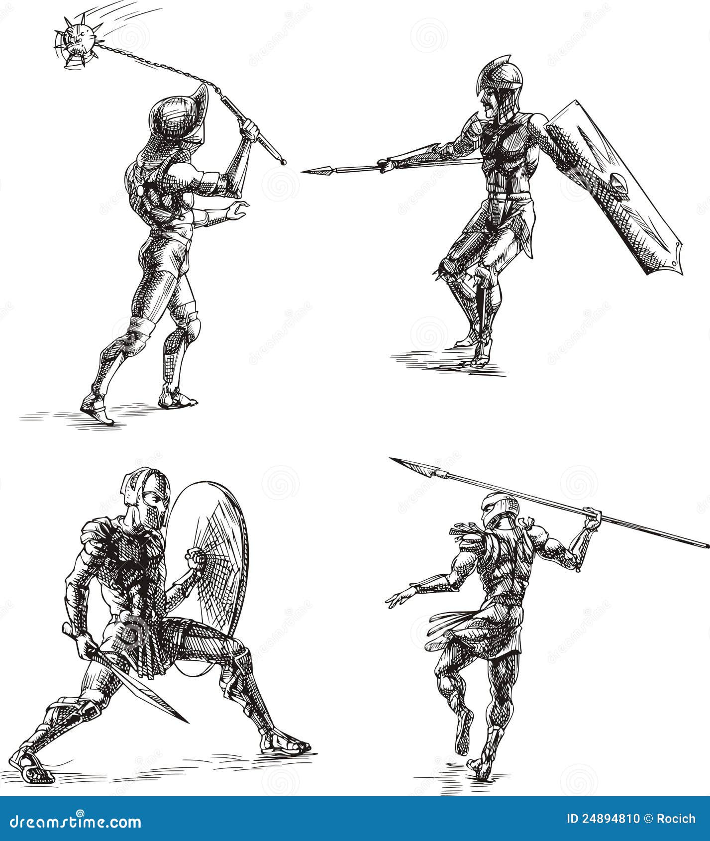 Ancient Gladiator Sketches stock vector. Illustration of black - 24894810