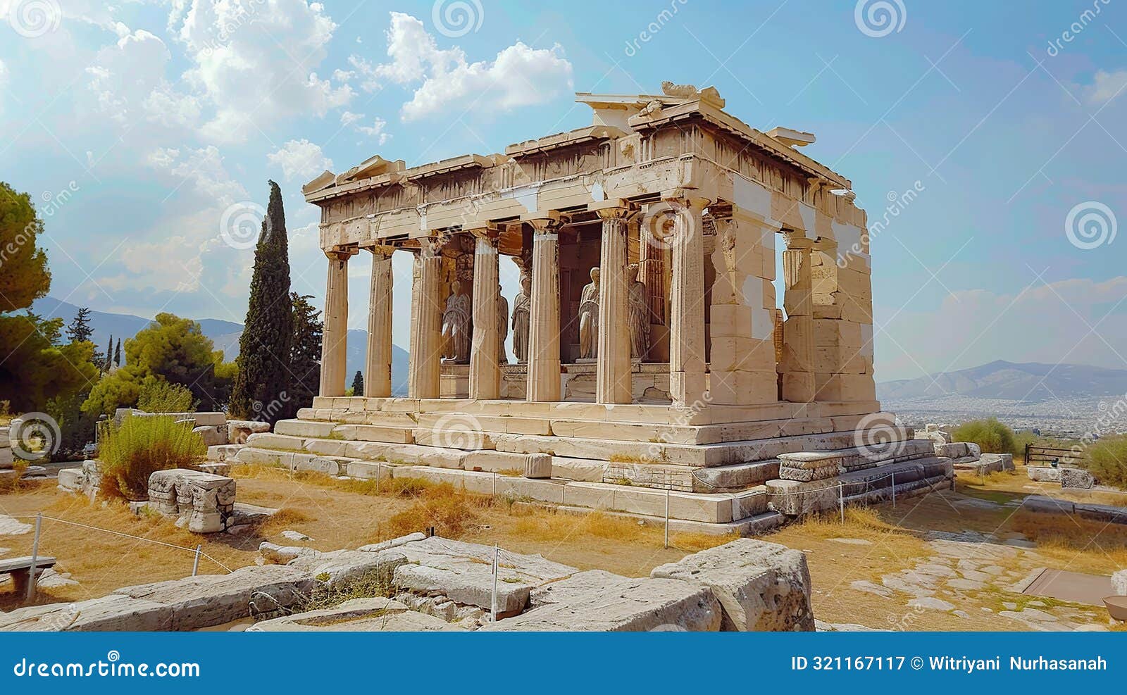 Ancient Glory, Greek Temple with Intricate Statues and Columns ...