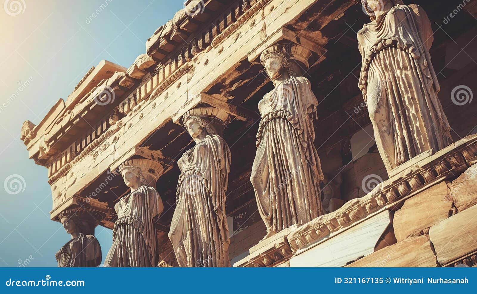 Ancient Glory, Greek Temple with Intricate Statues and Columns ...