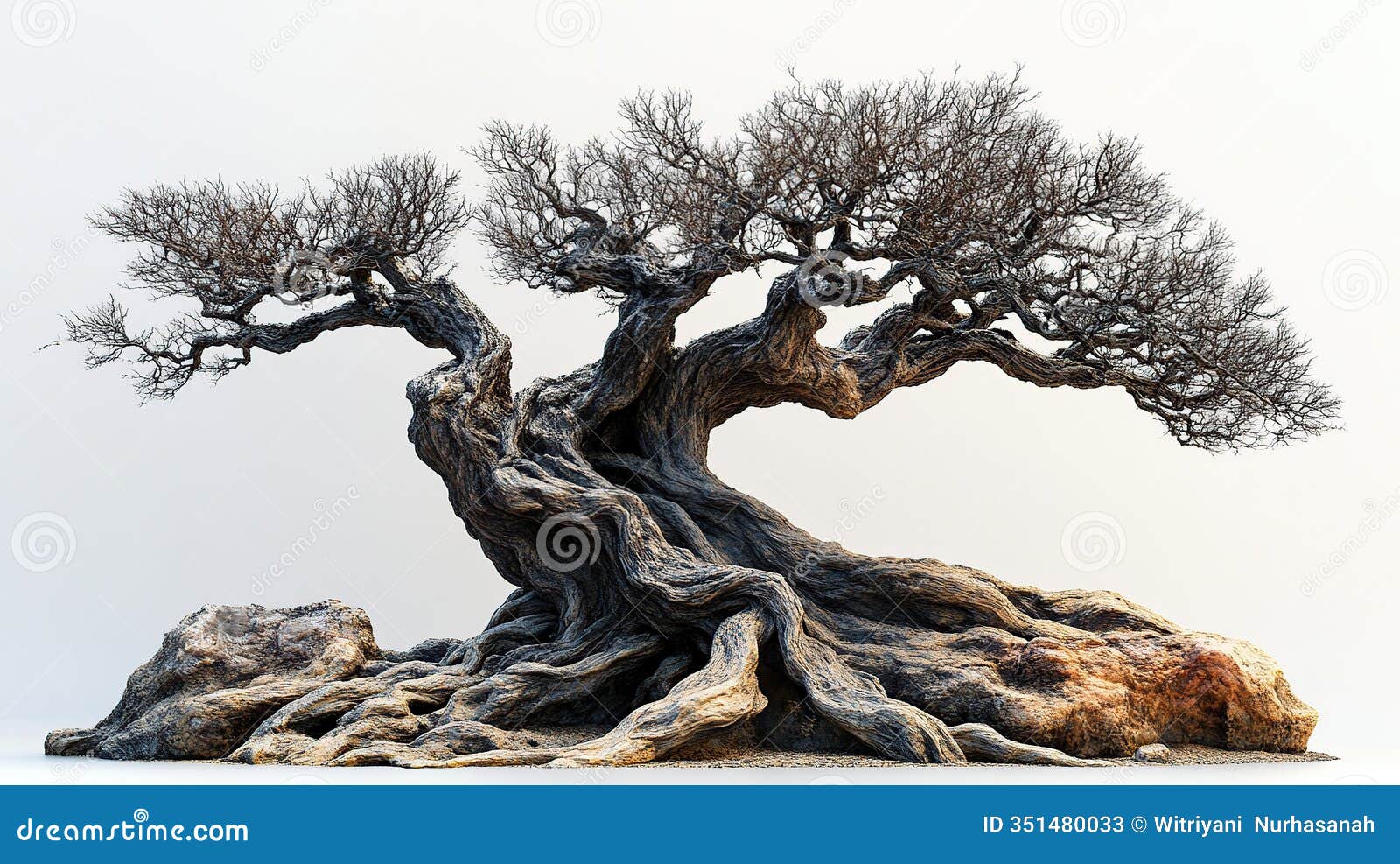 Ancient Gnarled Tree Isolated on White Background Stock Illustration ...