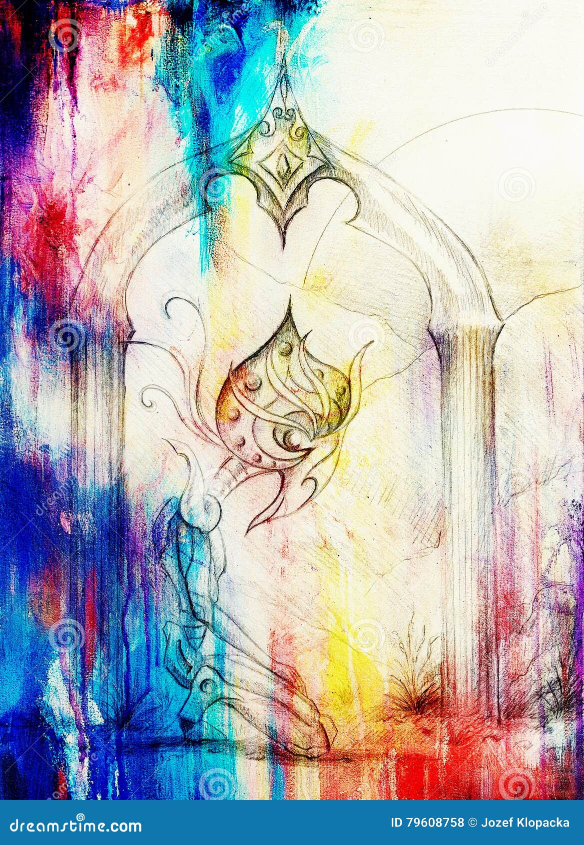 Ancient God Horus, Original Drawing on Paper. Transience and Time ...