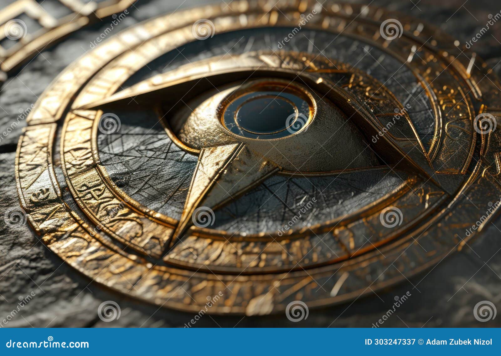 Ancient Golden Compass Rose Embedded in Stone Stock Illustration ...