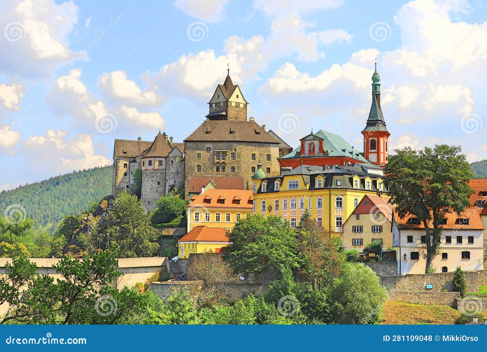 Ancient Gothic Castle Loket on Top of a High Cliff Stock Photo - Image ...