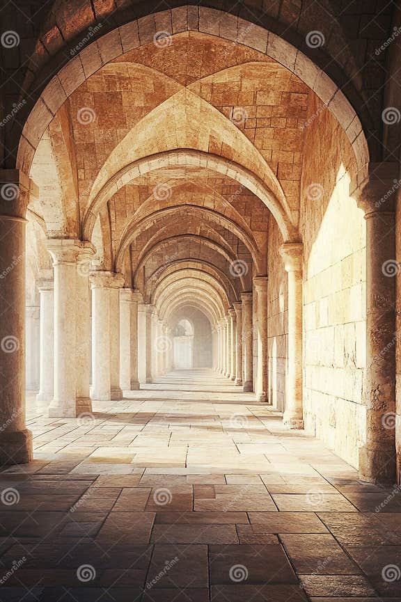 Ancient Gothic Cathedral Corridor Stock Photo - Image of lighting, architecture: 358379746