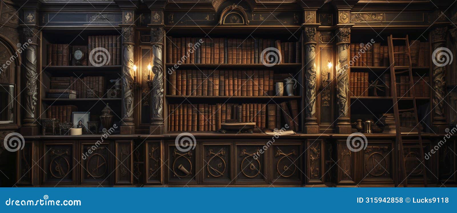 Ancient Gothic Library, Dark and Eerie Library, Magic Medieval Library ...