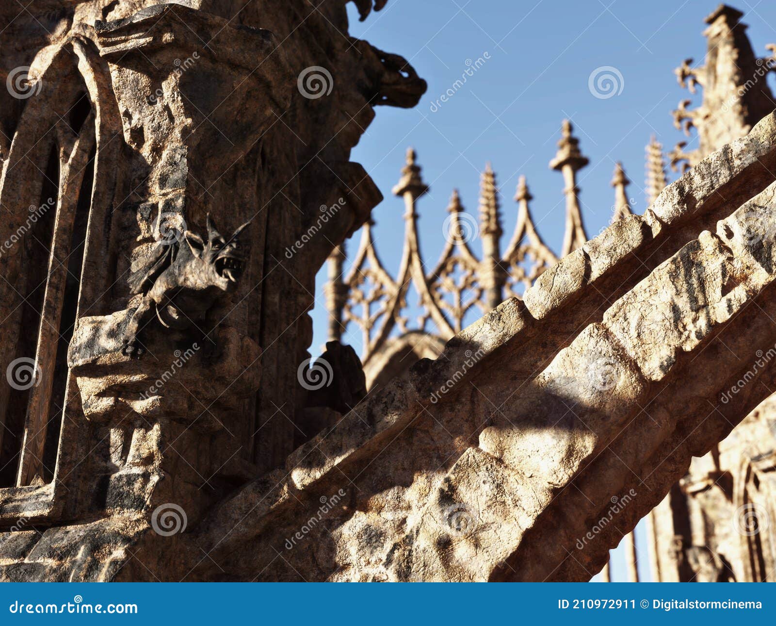 Ancient Gothic Stone Architecture Ruins with a Detailed View of a ...