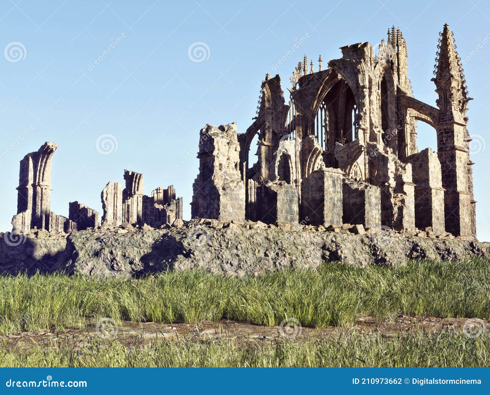 Ancient Gothic Stone Architecture Ruins with Gargoyle Statues in an ...