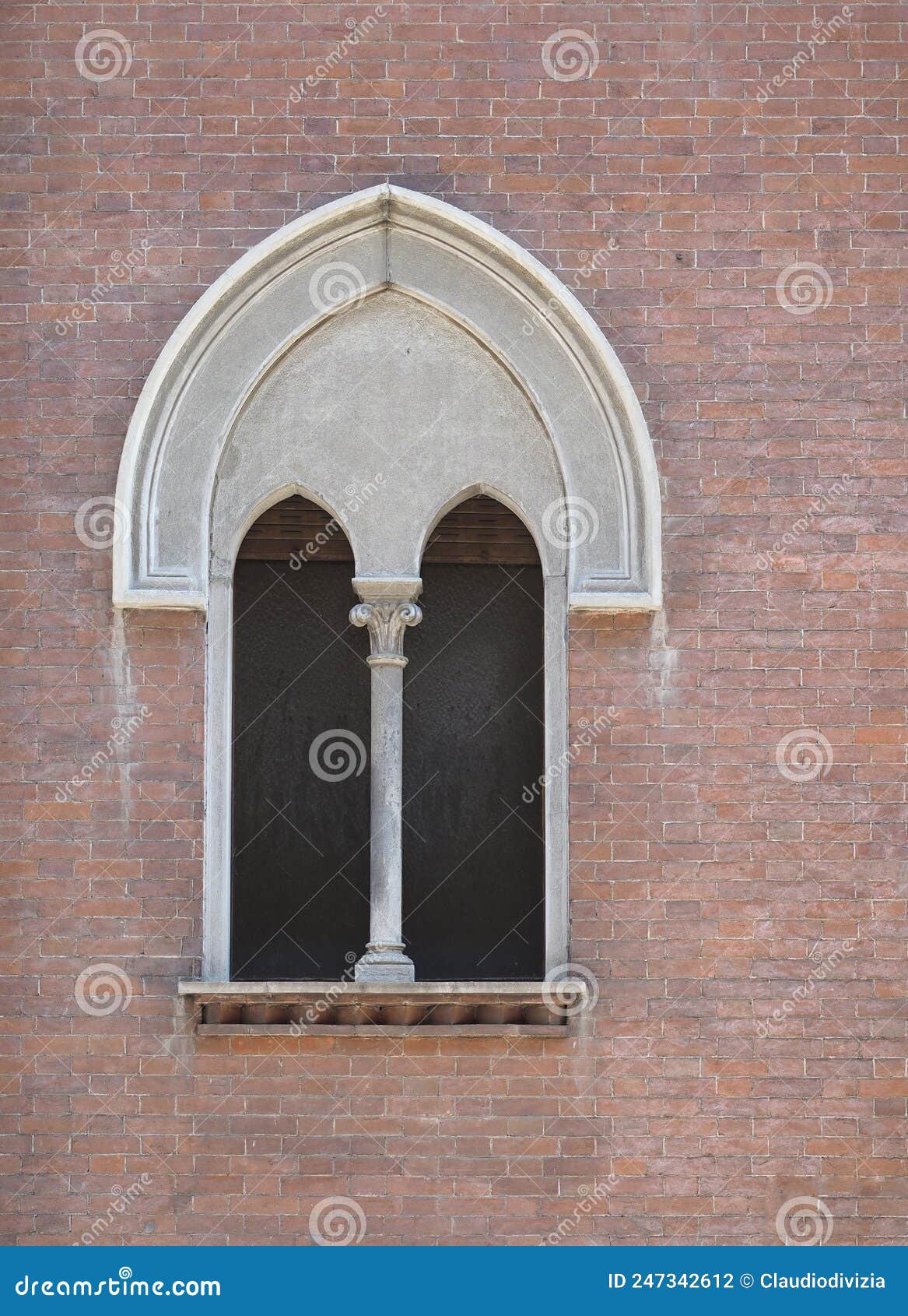 Ancient gothic window stock photo. Image of wall, mullioned - 247342612