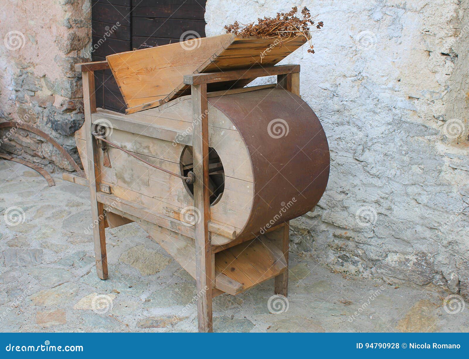 Ancient Grain Milling Machine Stock Photo - Image of wood, milling ...