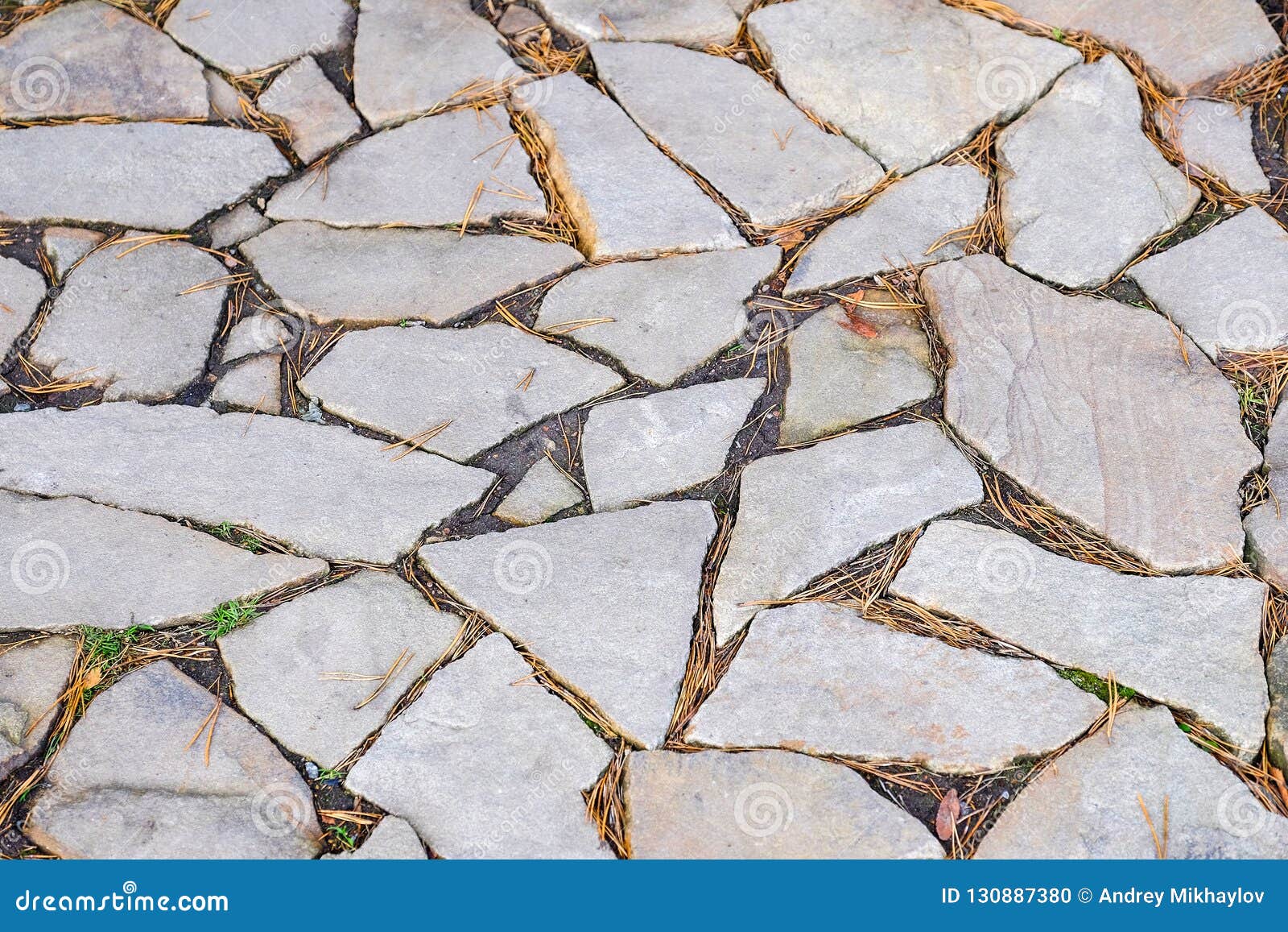 Ancient Granite Paving. Close-up View from Above. Pavement. Stock Photo ...