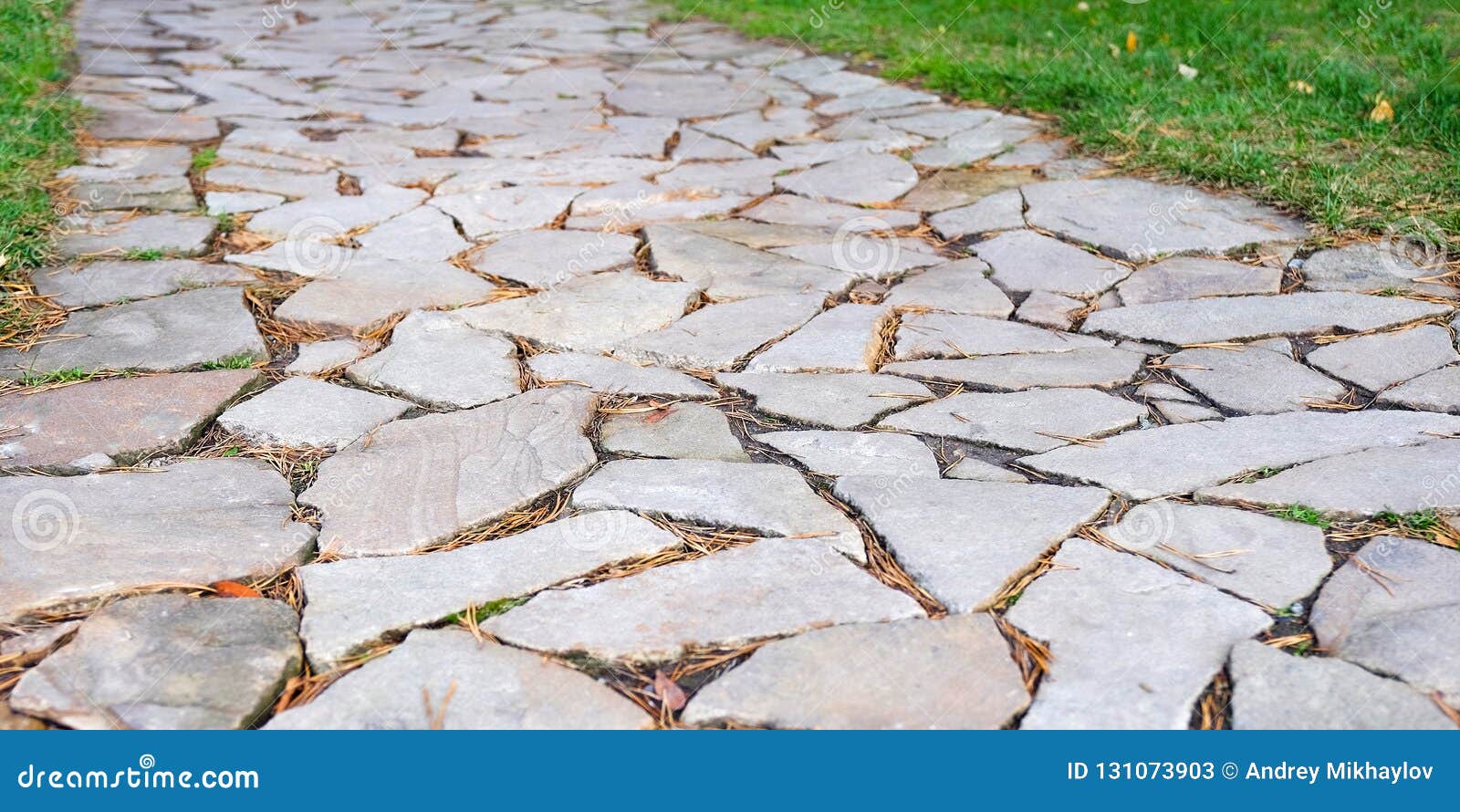 Ancient Granite Paving. Close-up View from Above. Pavement. Stock Image ...