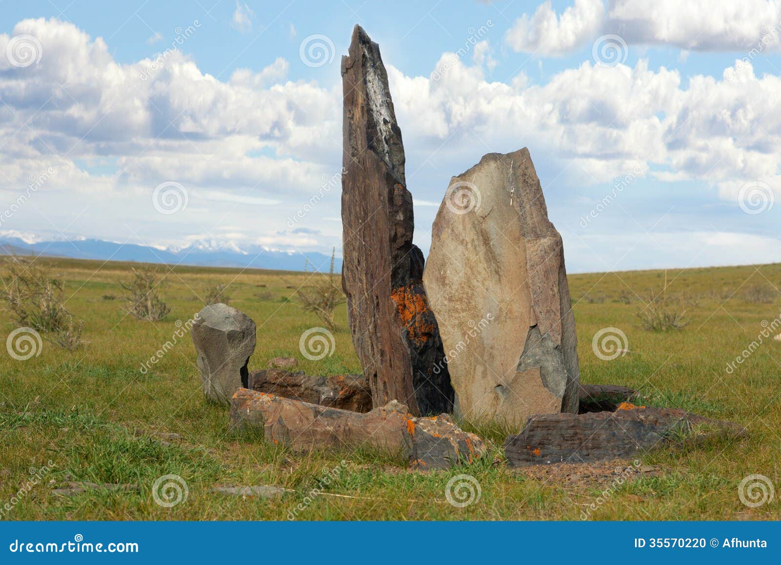 Ancient Gravestones in the Steppes of the Altai Stock Photo - Image of ...