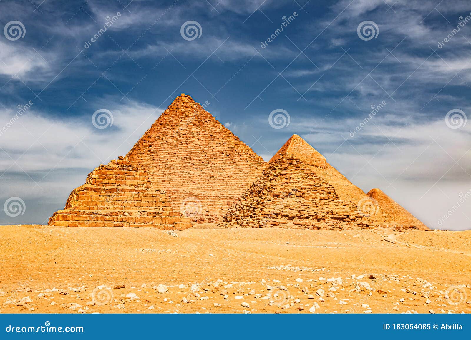 Ancient Great Pyramids at Giza, Cairo, Egypt Stock Image - Image of ...