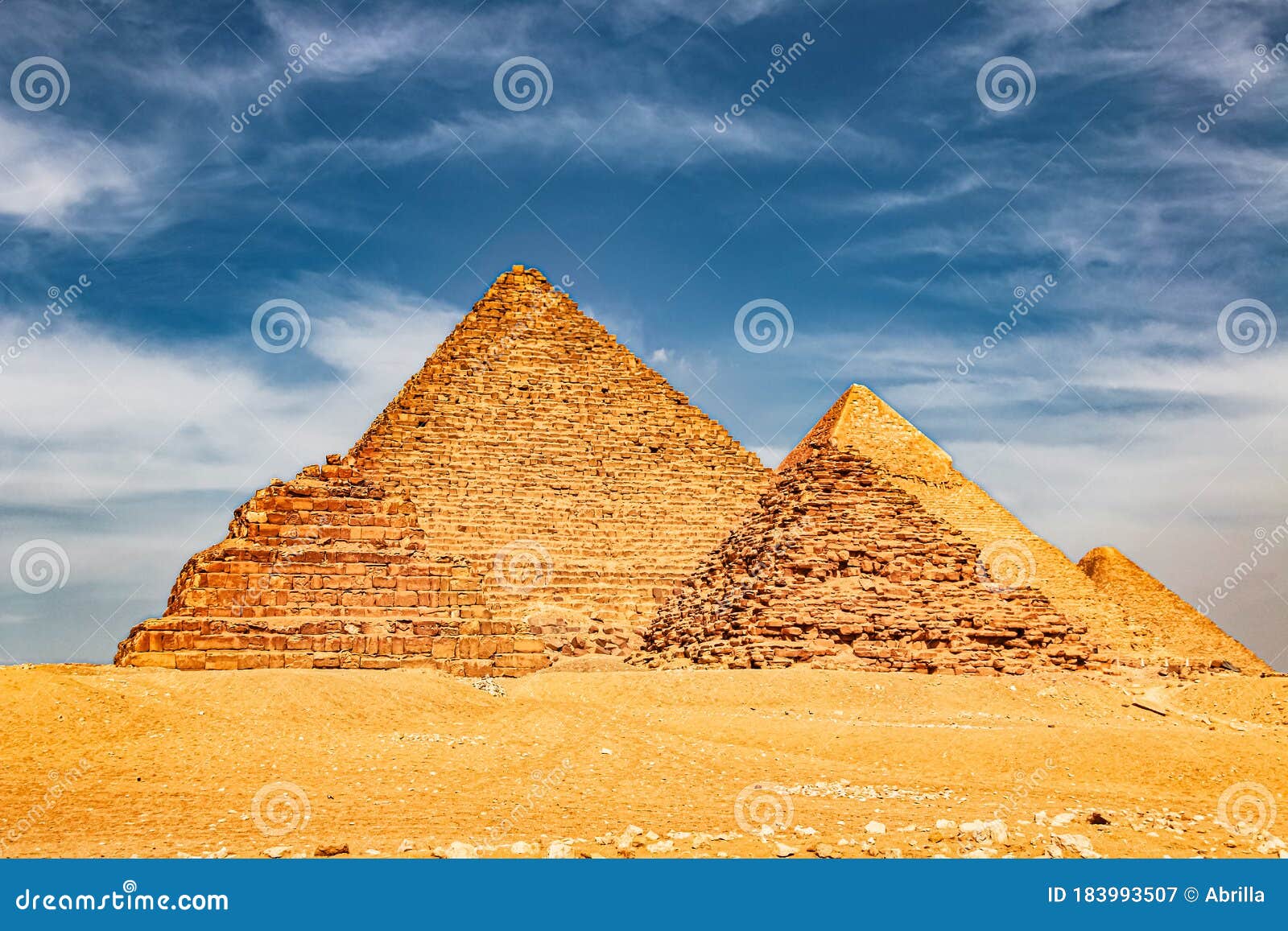 Ancient Great Pyramids at Giza, Cairo, Egypt Stock Image - Image of ...