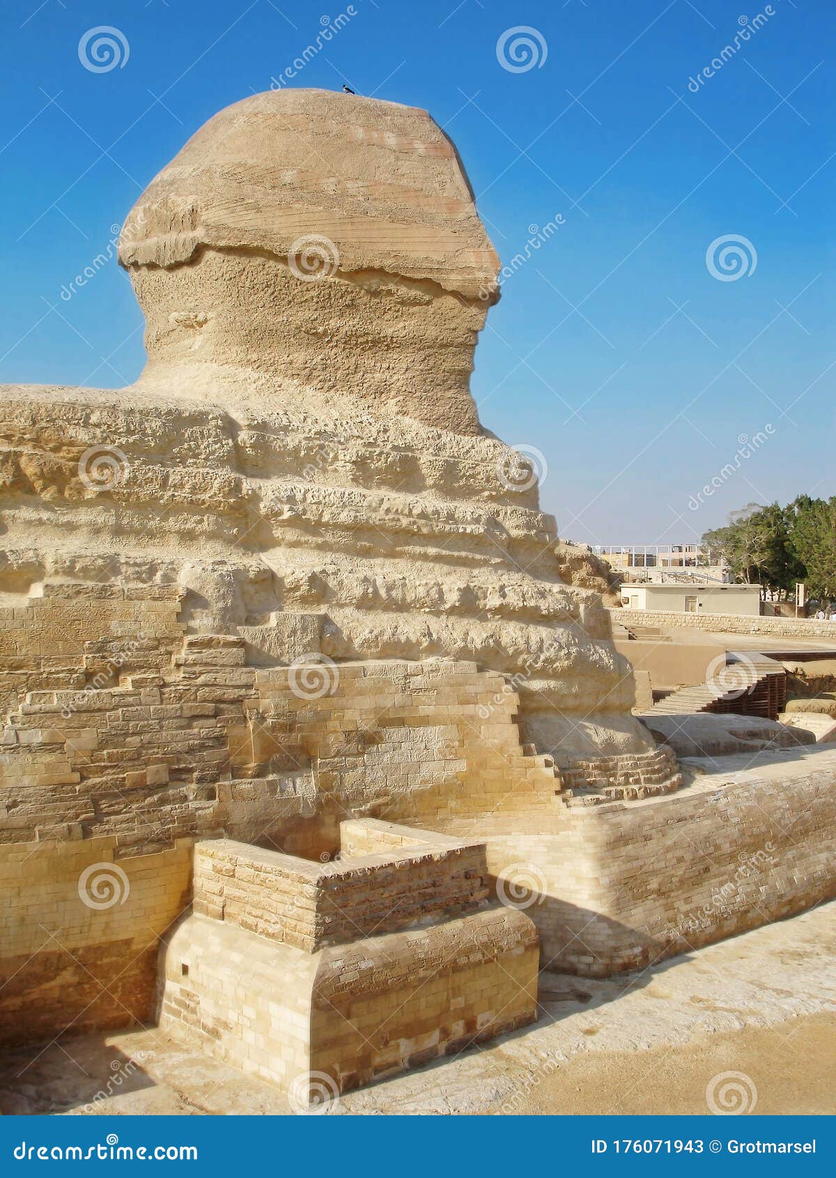Ancient Great Sphinx of Giza. Right Side Stock Image - Image of pyramid ...