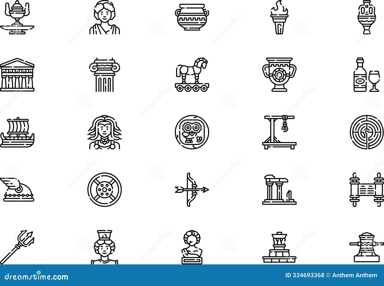 Ancient Greece Icons Collection is a Vector Illustration with Editable ...