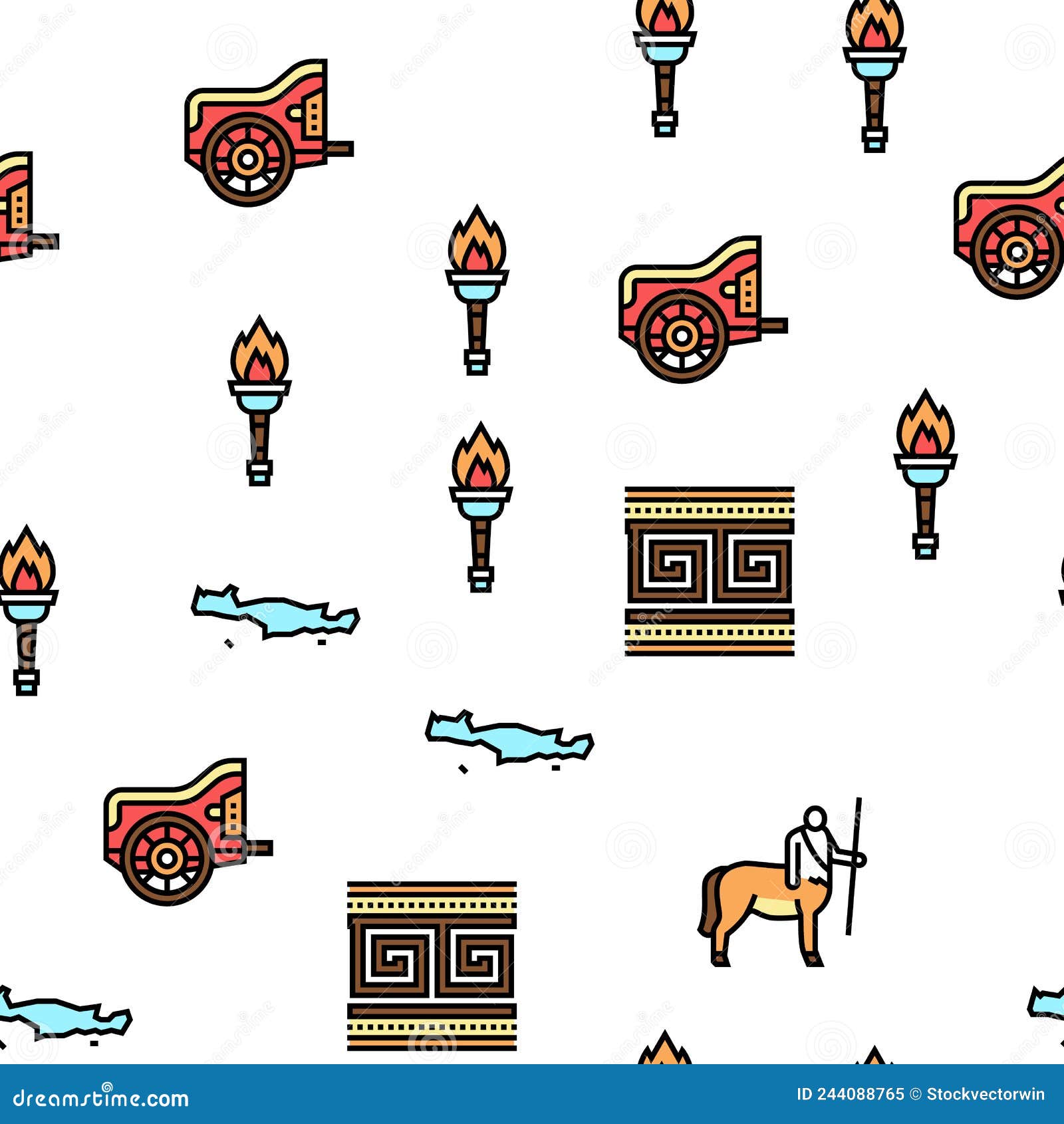 Ancient Greece Mythology History Vector Seamless Pattern Stock Vector ...