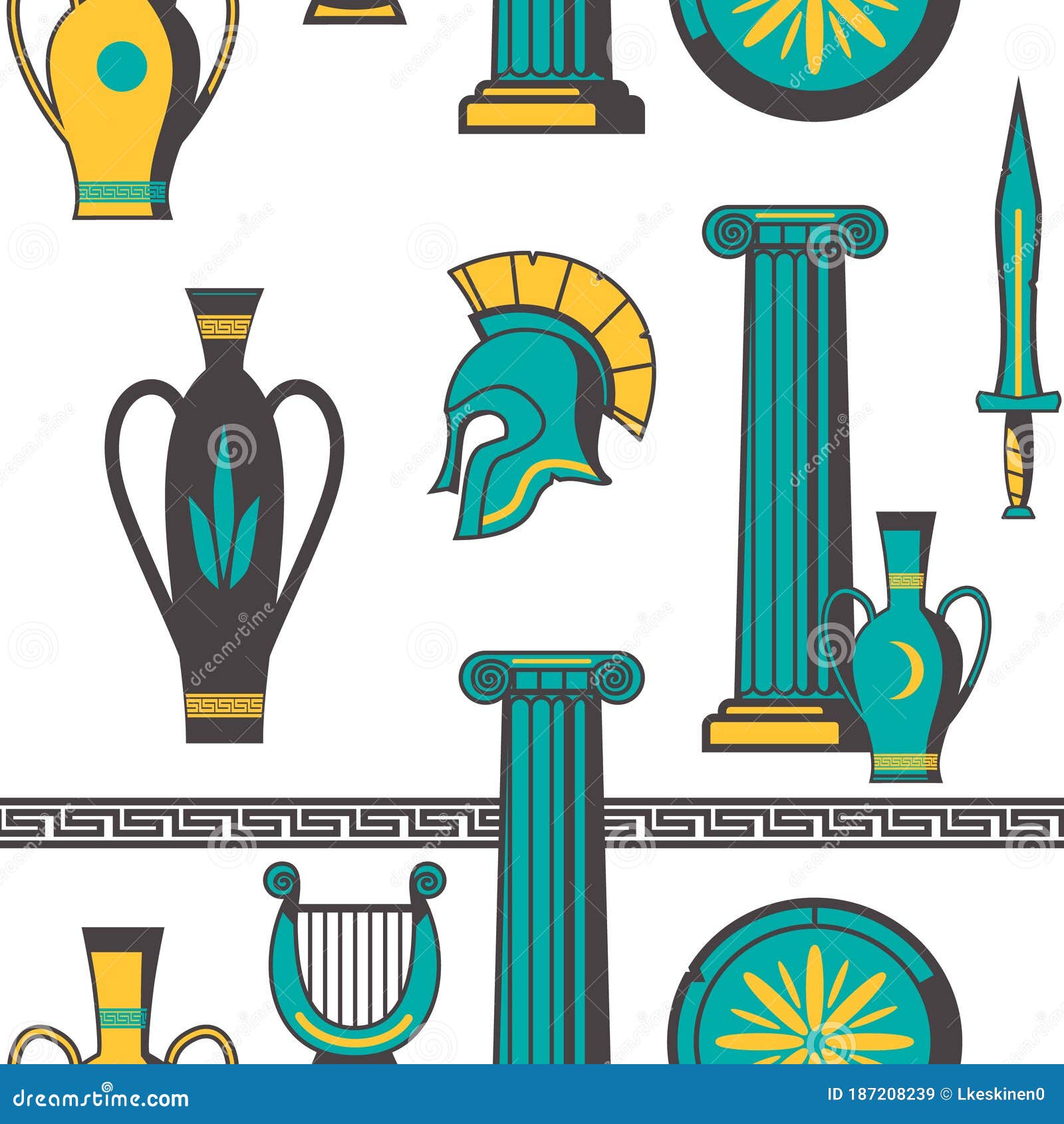 Ancient Greece Pattern Flat Color Design Stock Illustration ...